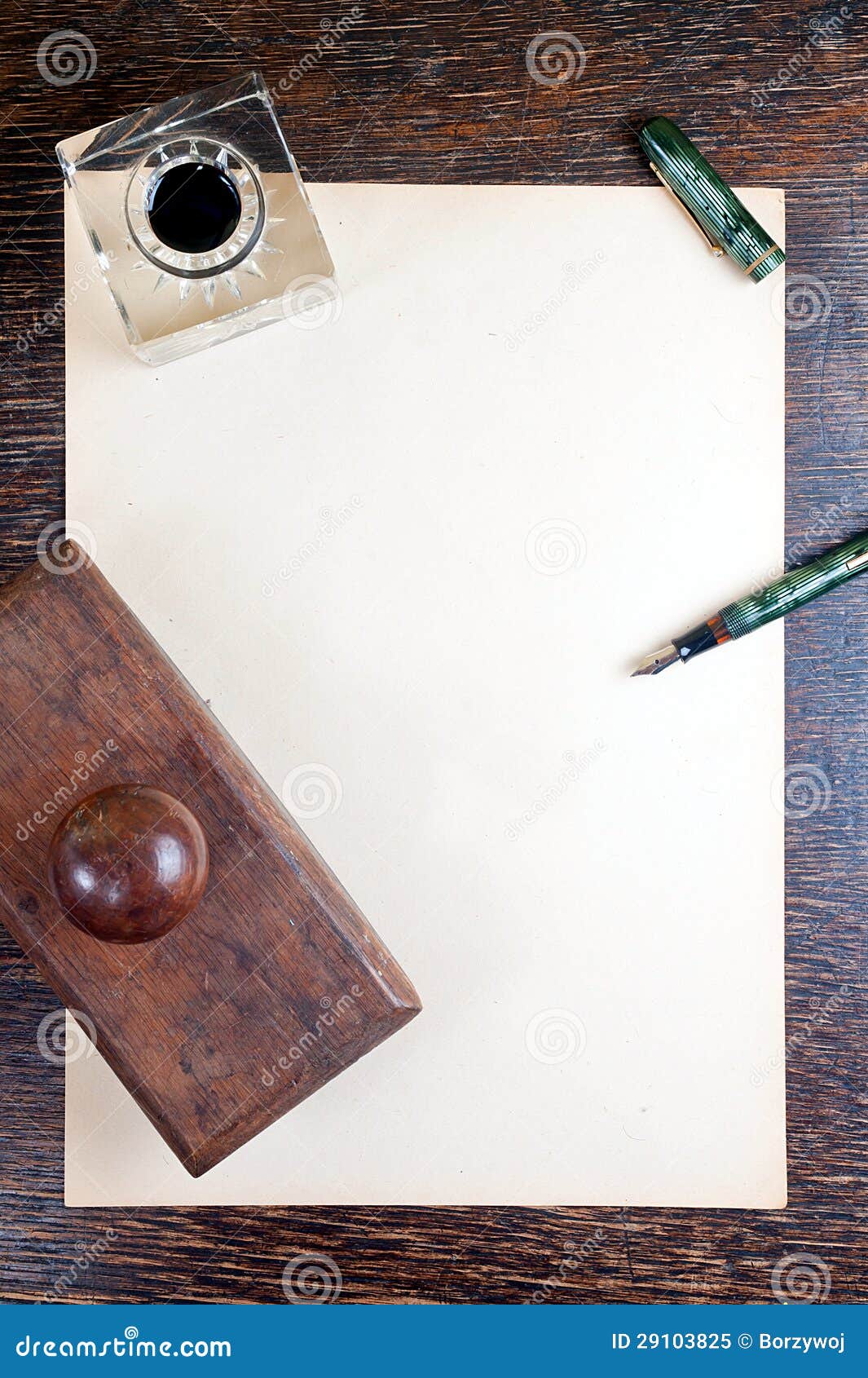 Vintage desk and paper stock image. Image of page, inkstand - 29103825