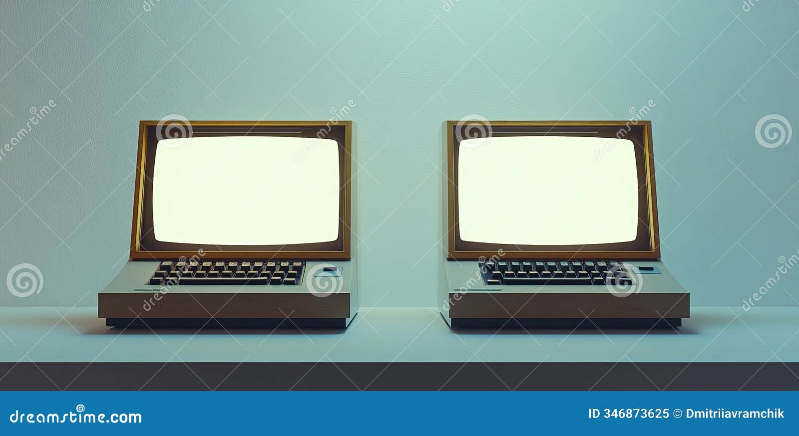 A Vintage Desktop Computer with a Cut-out Screen Stock Image - Image of ...