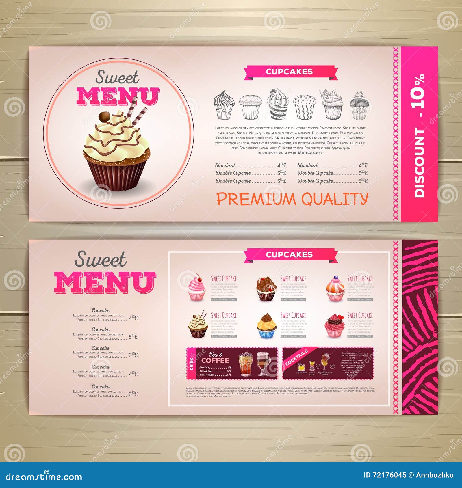 Vintage Dessert Menu Design. Sweet Cupcake Stock Vector - Illustration ...