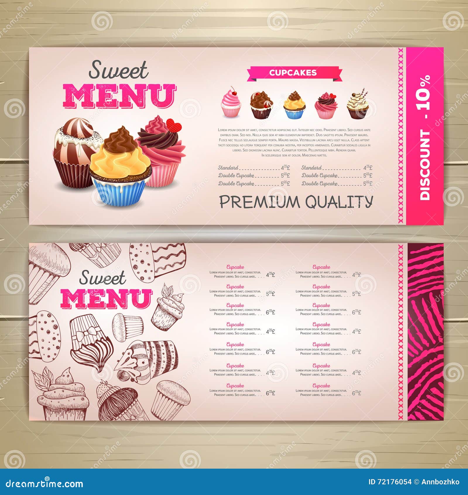 Vintage Dessert Menu Design. Sweet Cupcake Stock Vector - Illustration ...