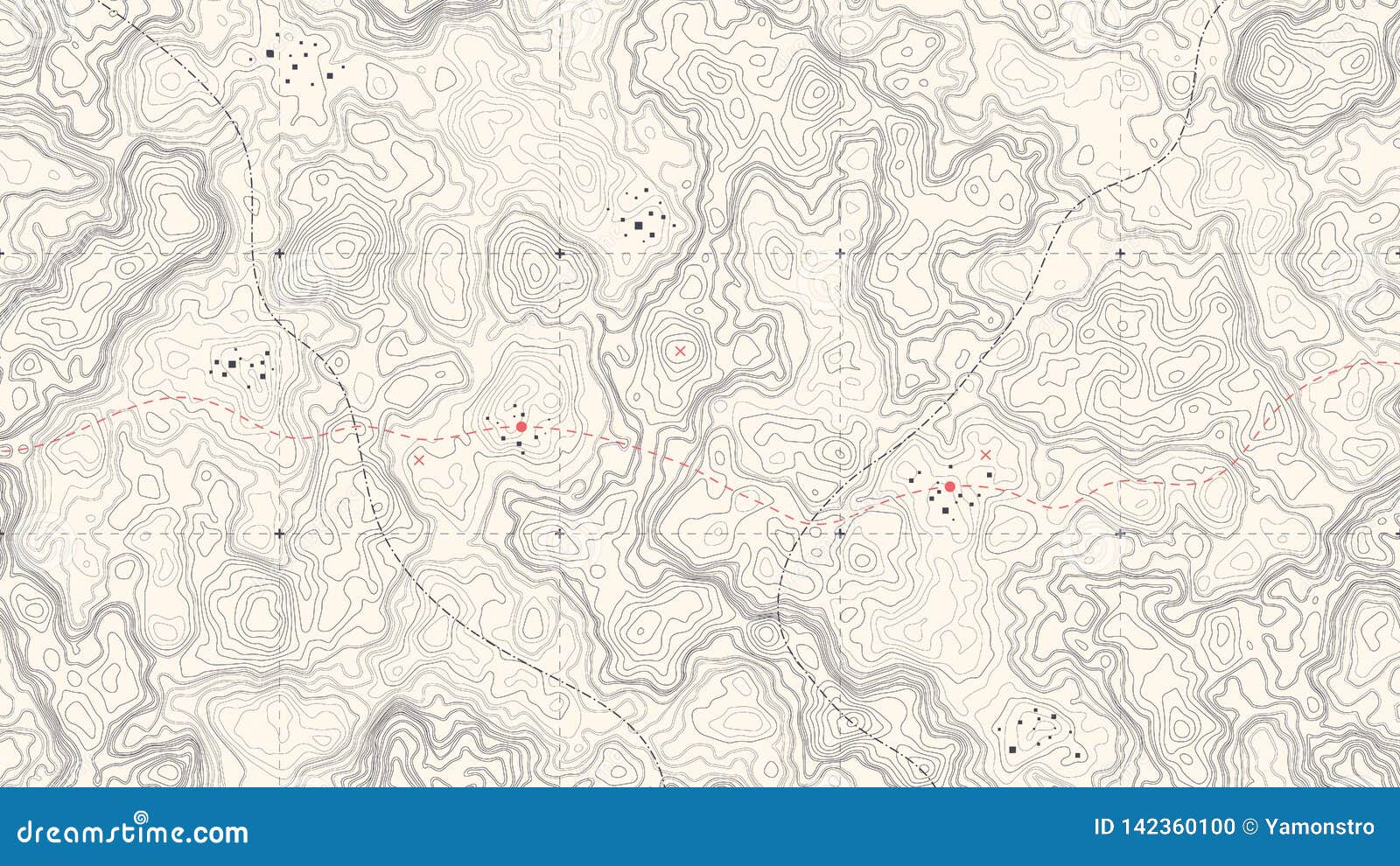 Vintage Detailed Contour Topographic Map Vector Stock Vector ...