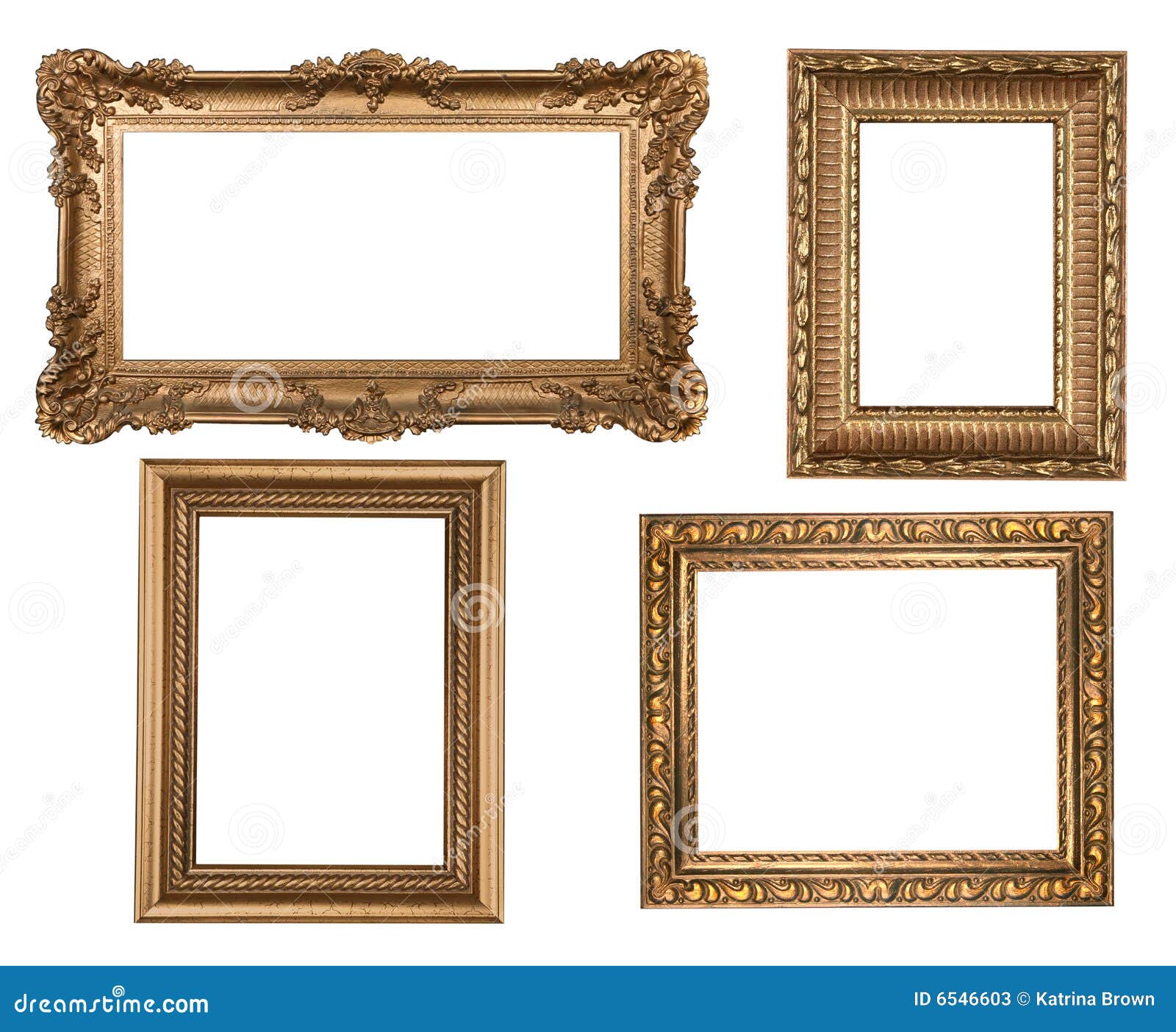 Vintage Detailed Gold Empty Picure Frames Stock Image - Image of ...