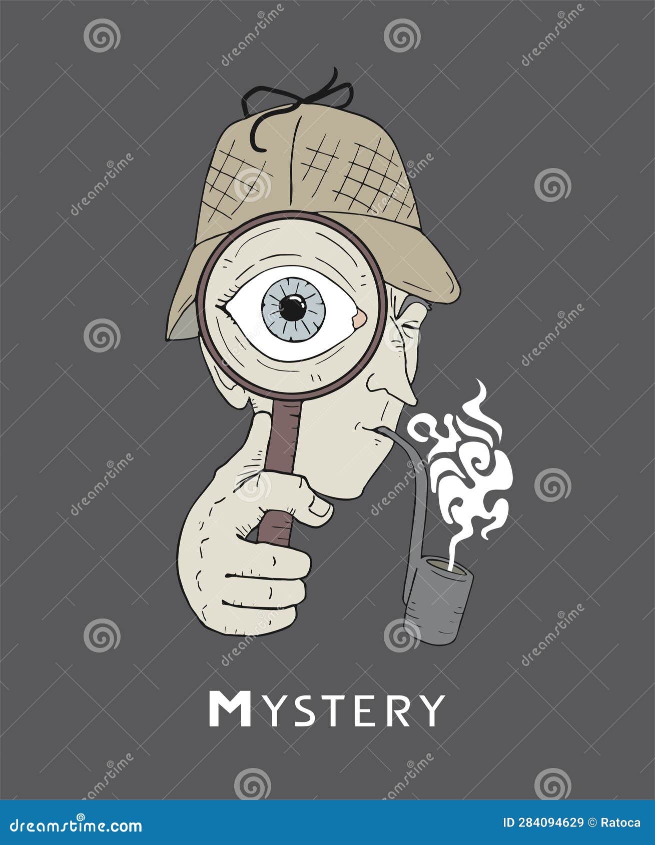Vintage detective draw stock vector. Illustration of poster - 284094629