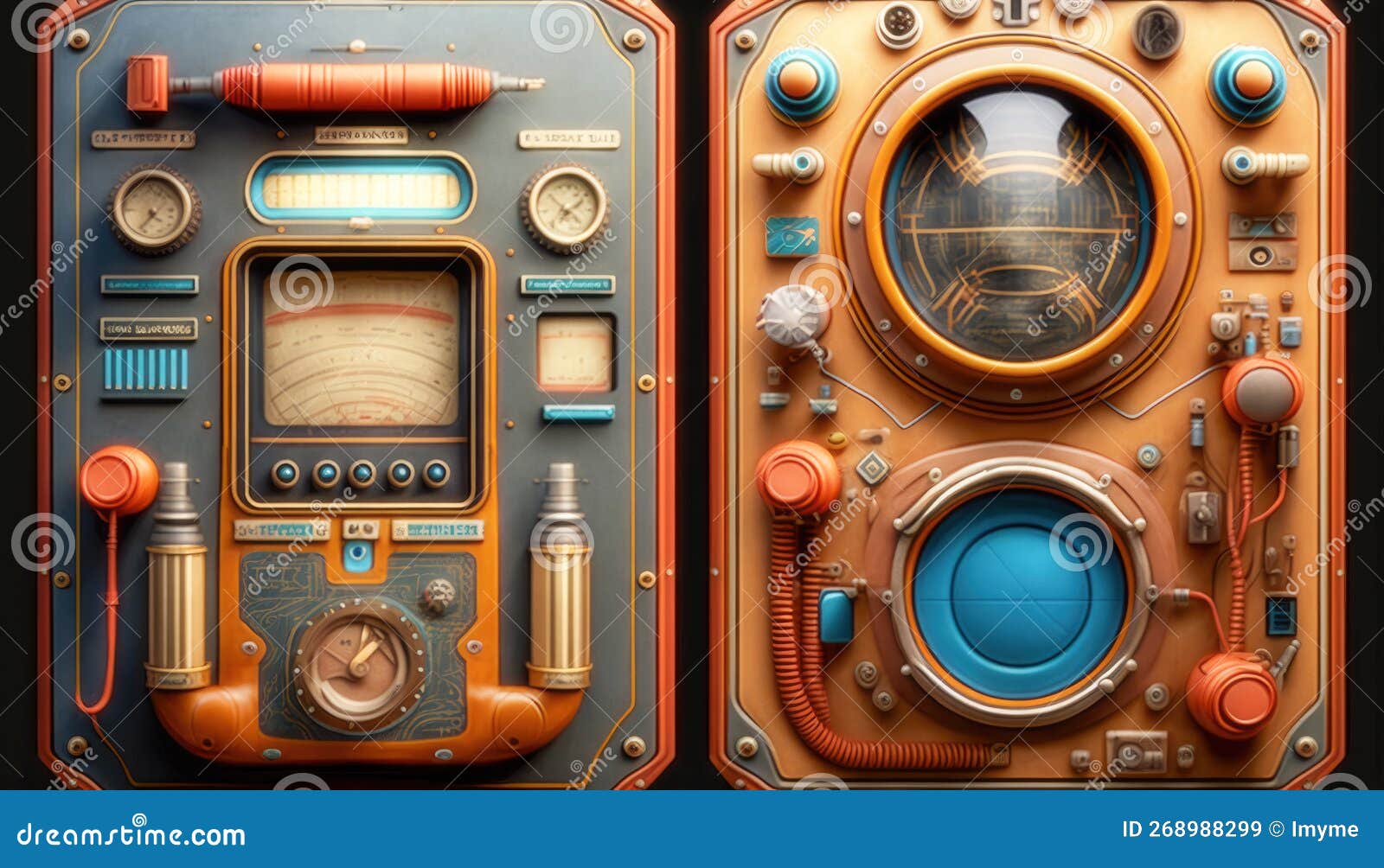 Vintage Equipment Control Panel. Generative AI Stock Illustration ...