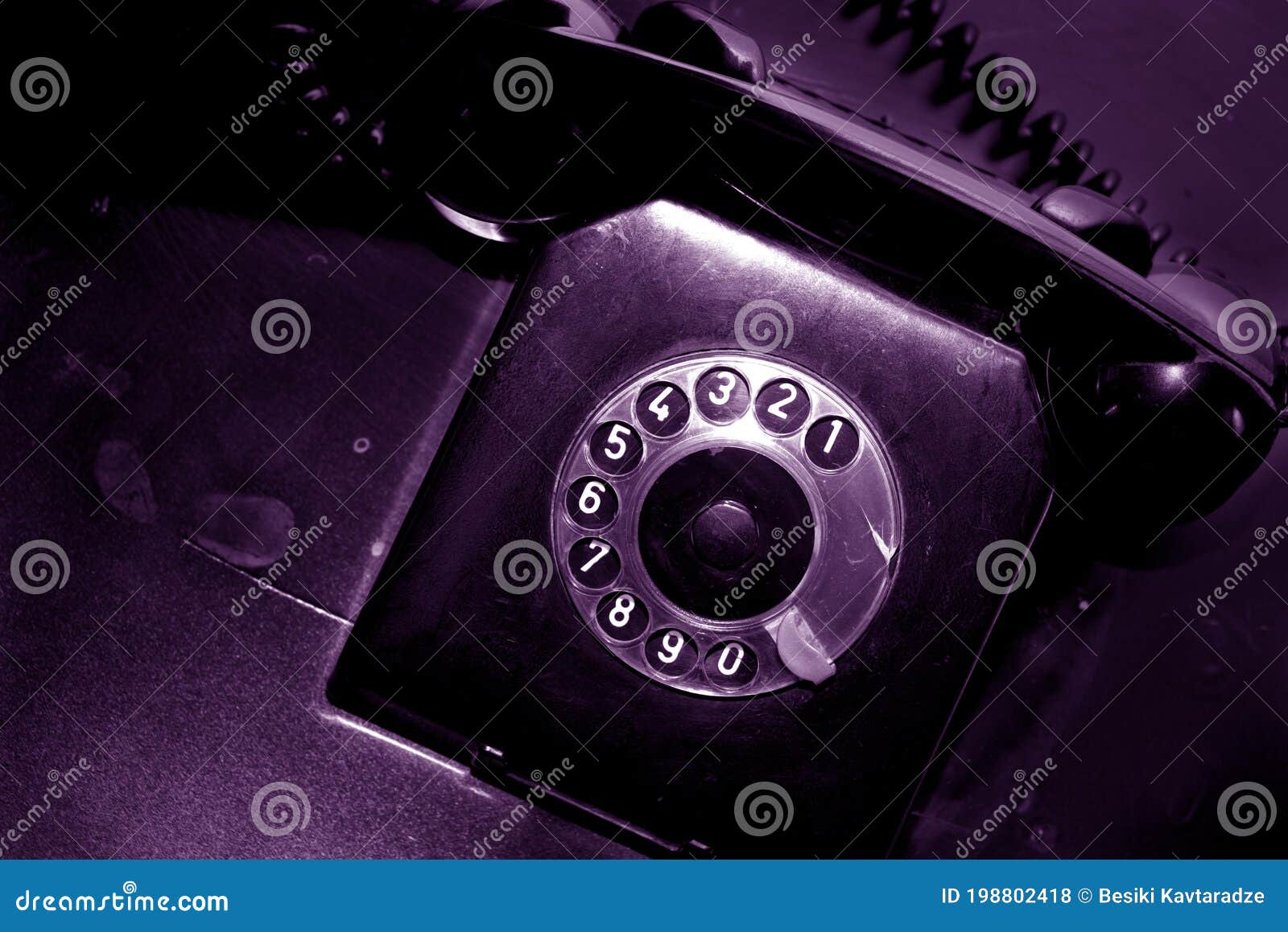 Vintage Dial Telephone with a Coiled Cable and a Handset. Stock Photo ...