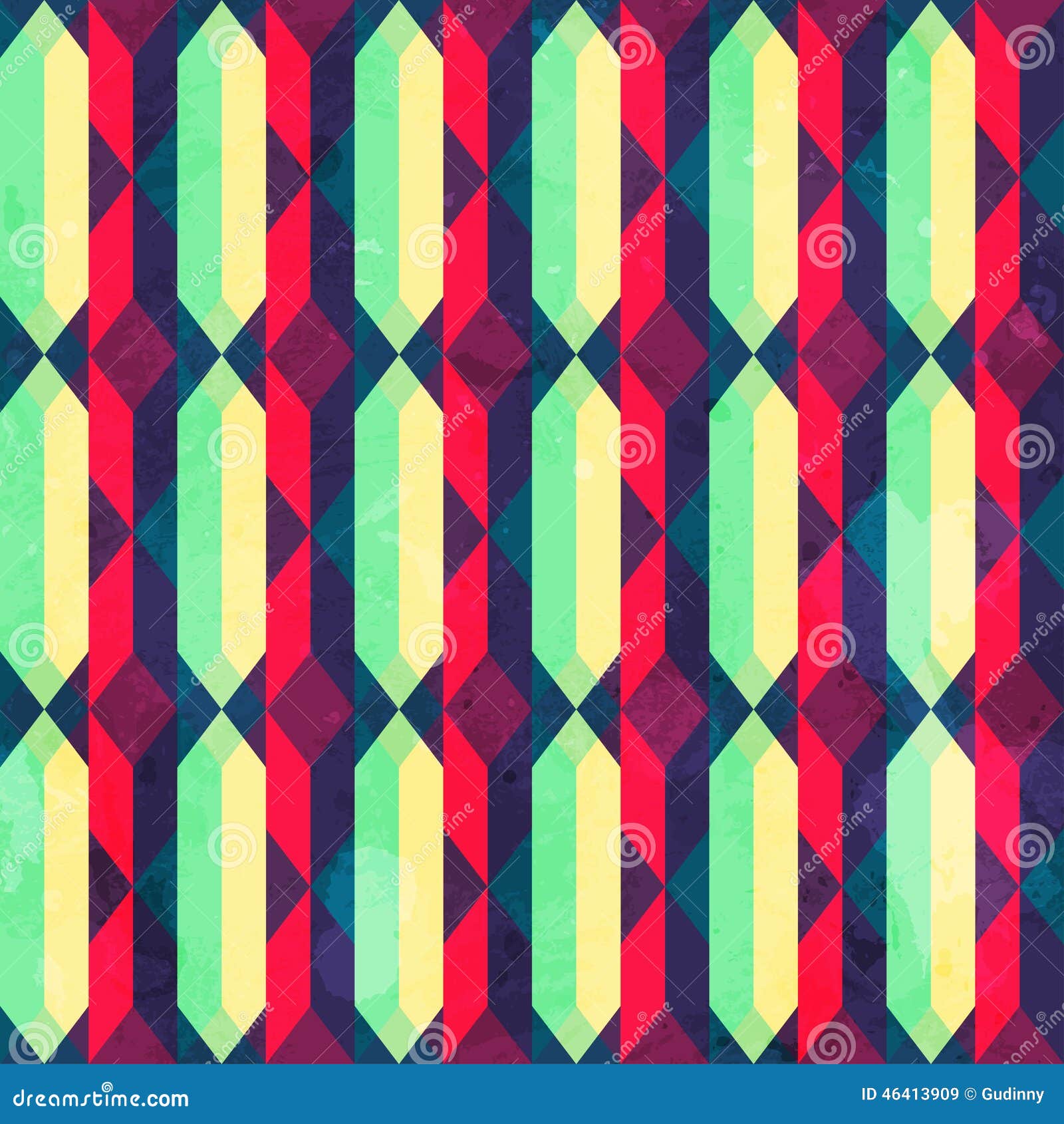 Vintage Diamond Seamless Pattern with Grunge Effect Stock Vector ...