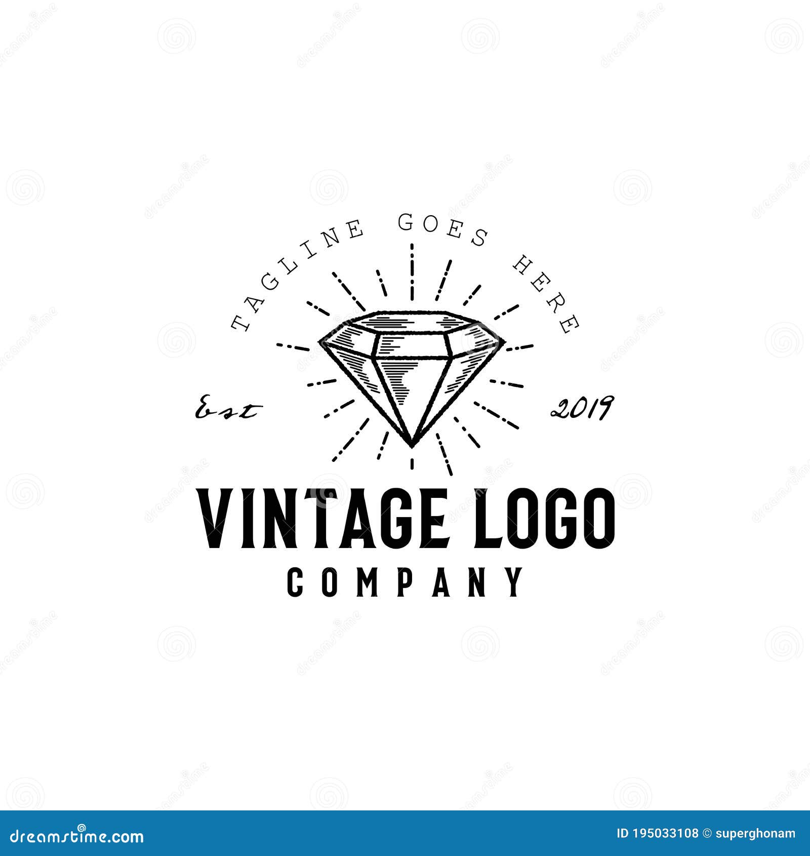 Shiny Diamond with Vintage Style Logo Design Stock Vector ...