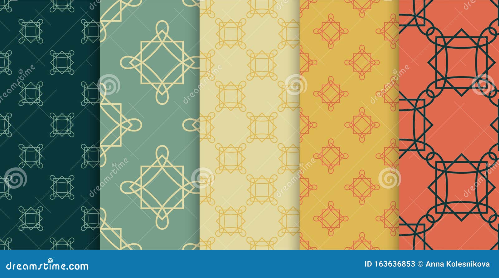Vintage Different Vector Seamless Patterns. Endless Texture Can Be Used for Wallpaper, Pattern ...