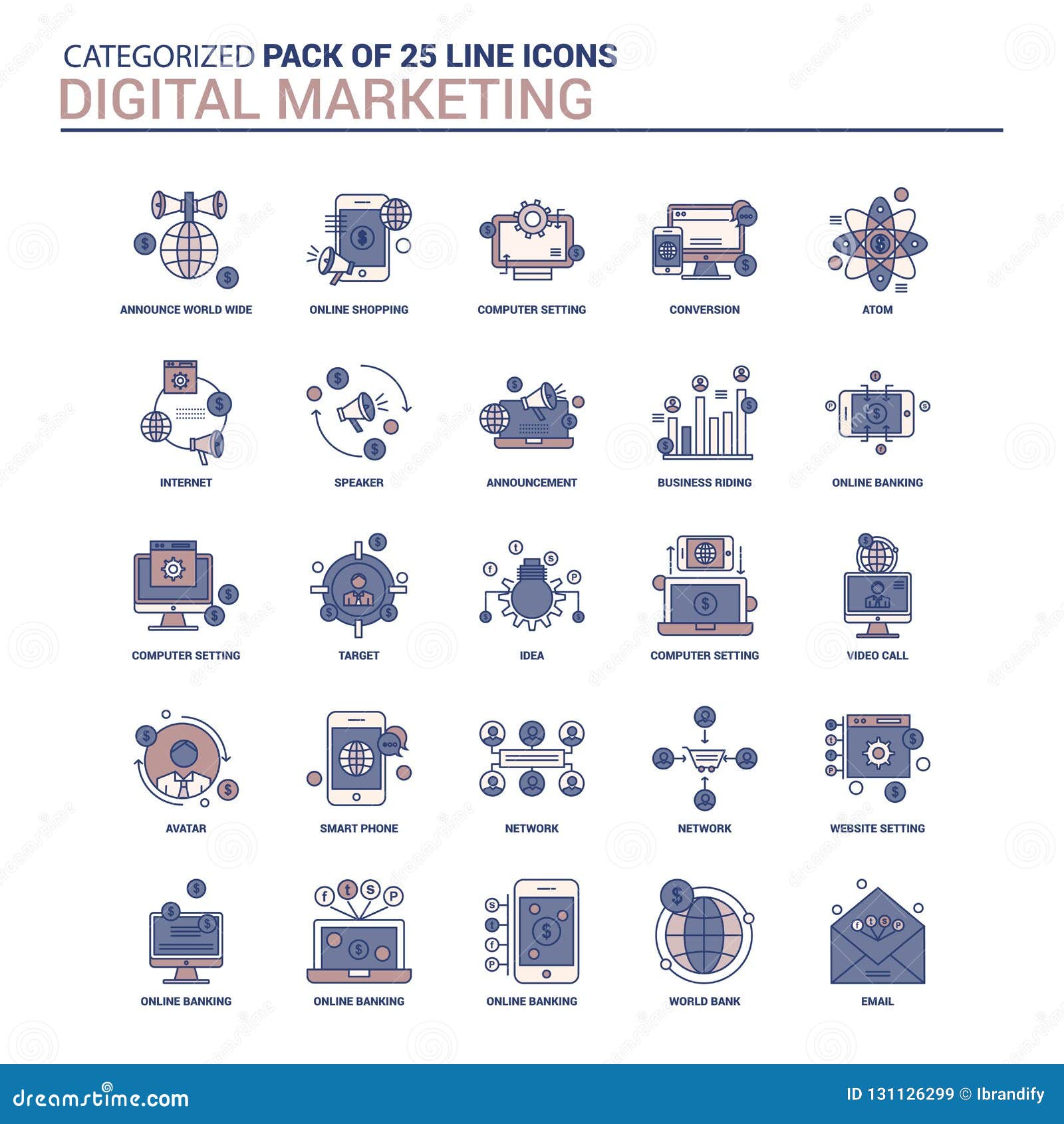 Vintage Digital Marketing Icon Set - 25 Flat Line Icon Set Stock Vector ... Vintage Digital Marketing Icon Set - 25 Flat Line Icon Set Stock Vector ...