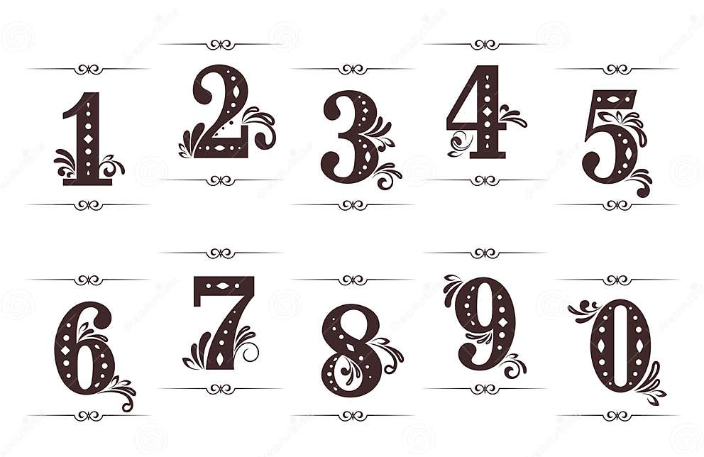Vintage digits and numbers stock vector. Illustration of graphic - 23332275