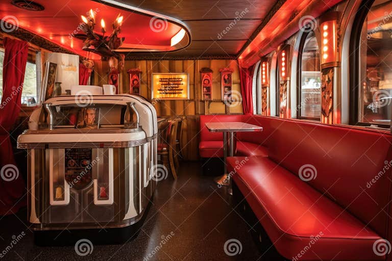 Vintage Diner Booth with Jukebox on Table Stock Photo - Image of diner ...
