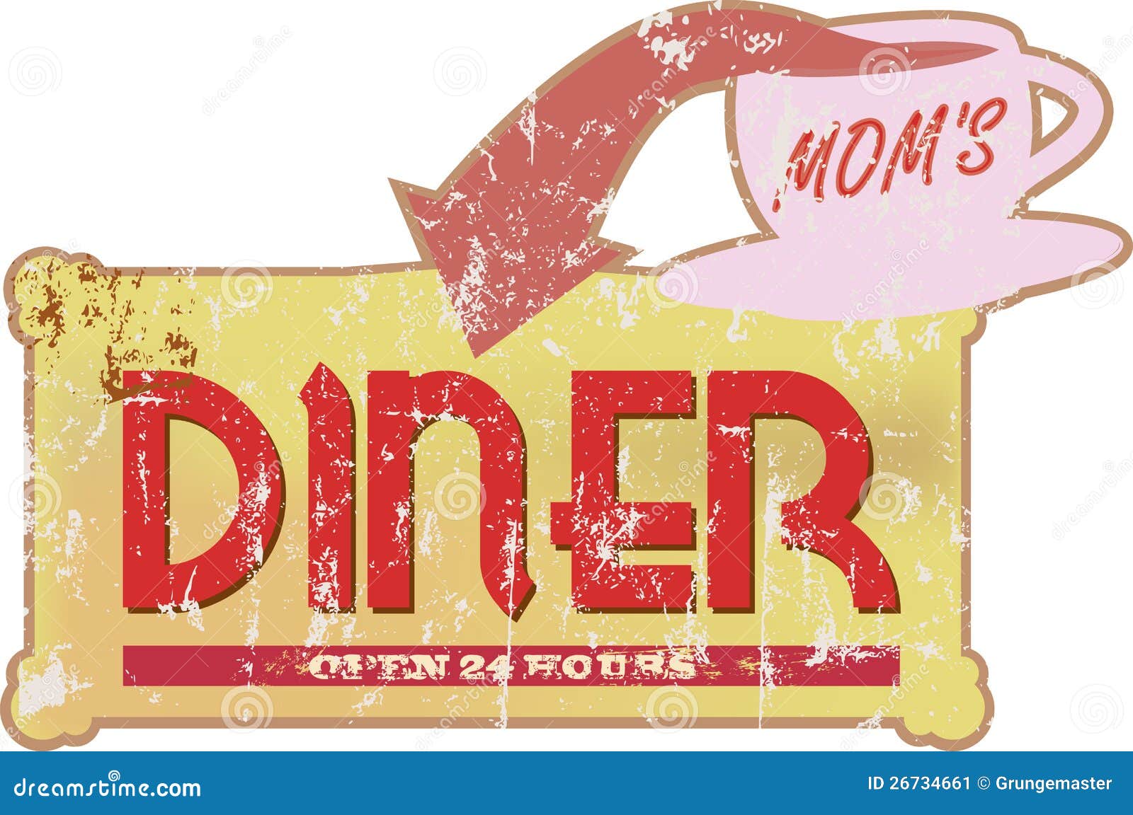 Vintage Diner Sign, Vector Illustration | CartoonDealer.com #31323052