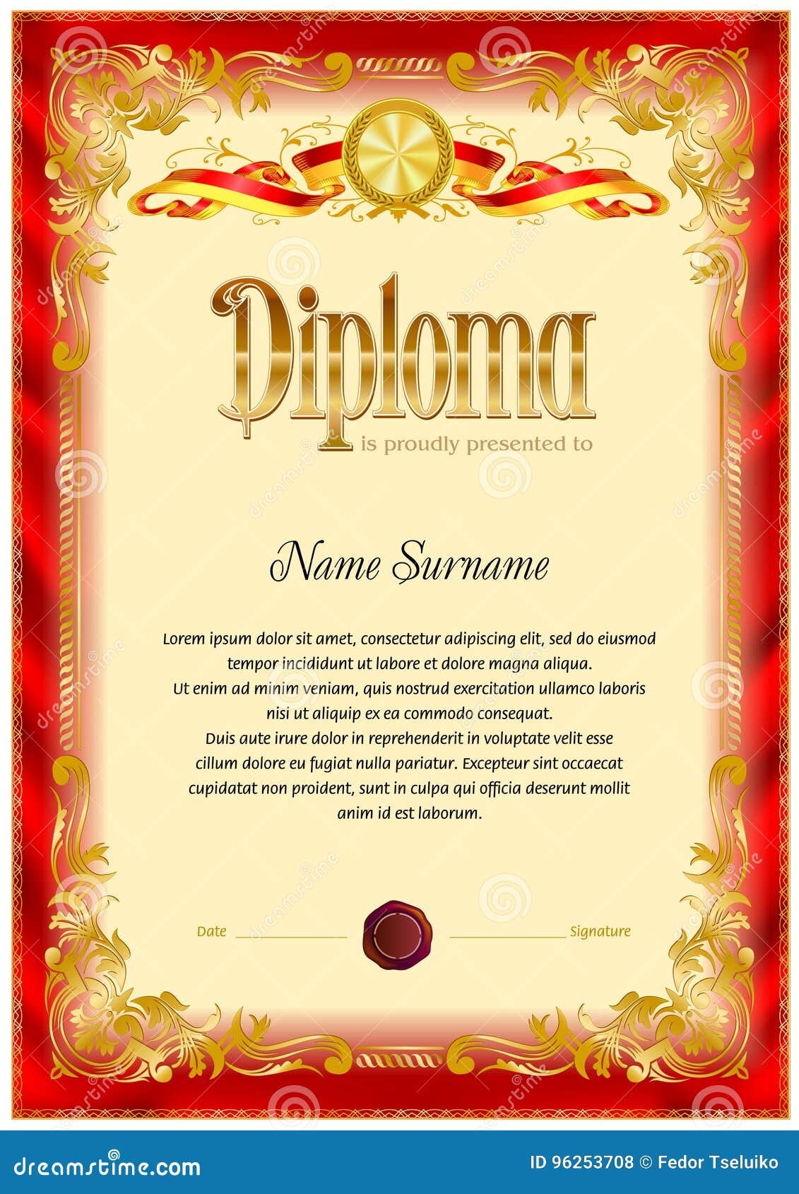 Diploma Blank Template Vector Illustration | CartoonDealer.com #101191014