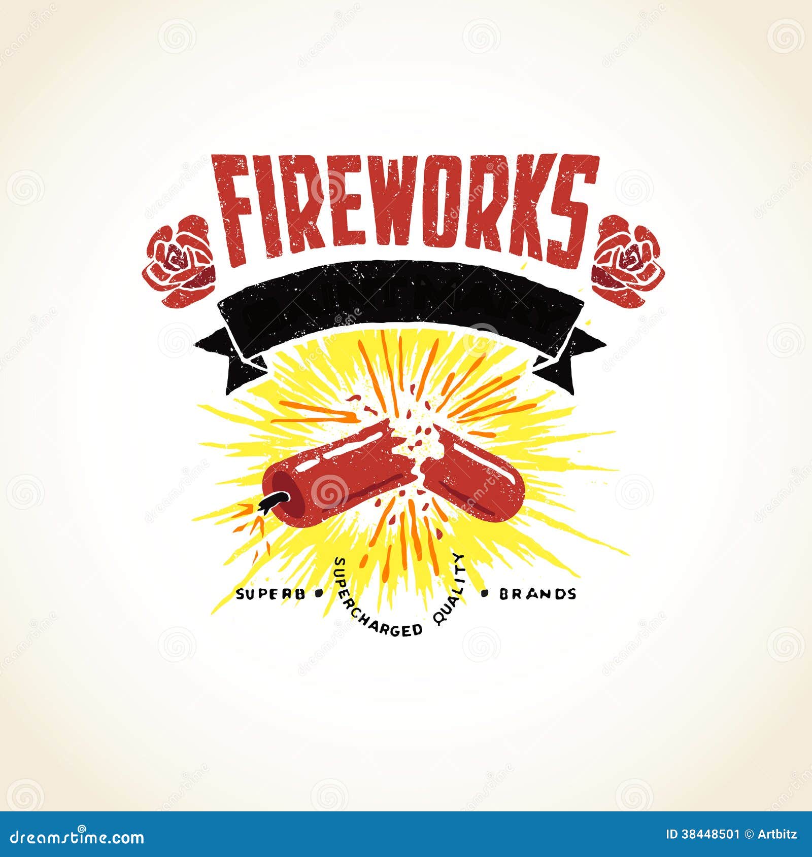 Vintage Distressed Fireworks Logo Seal Banner Royalty-Free Stock Photo ...