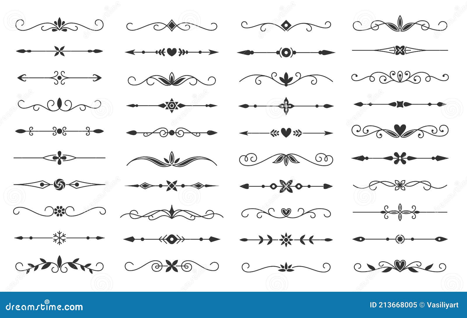 Vintage Divider Set Retro Line Text Page Separator Cartoon Vector ... Vintage Divider Set Retro Line Text Page Separator Cartoon Vector ...