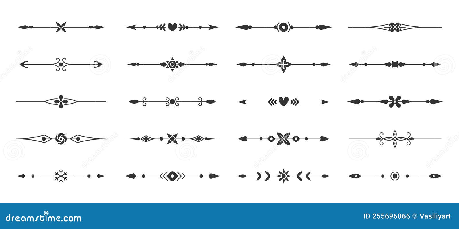 Vintage Divider Set Retro Line Text Page Separator Stock Vector ...