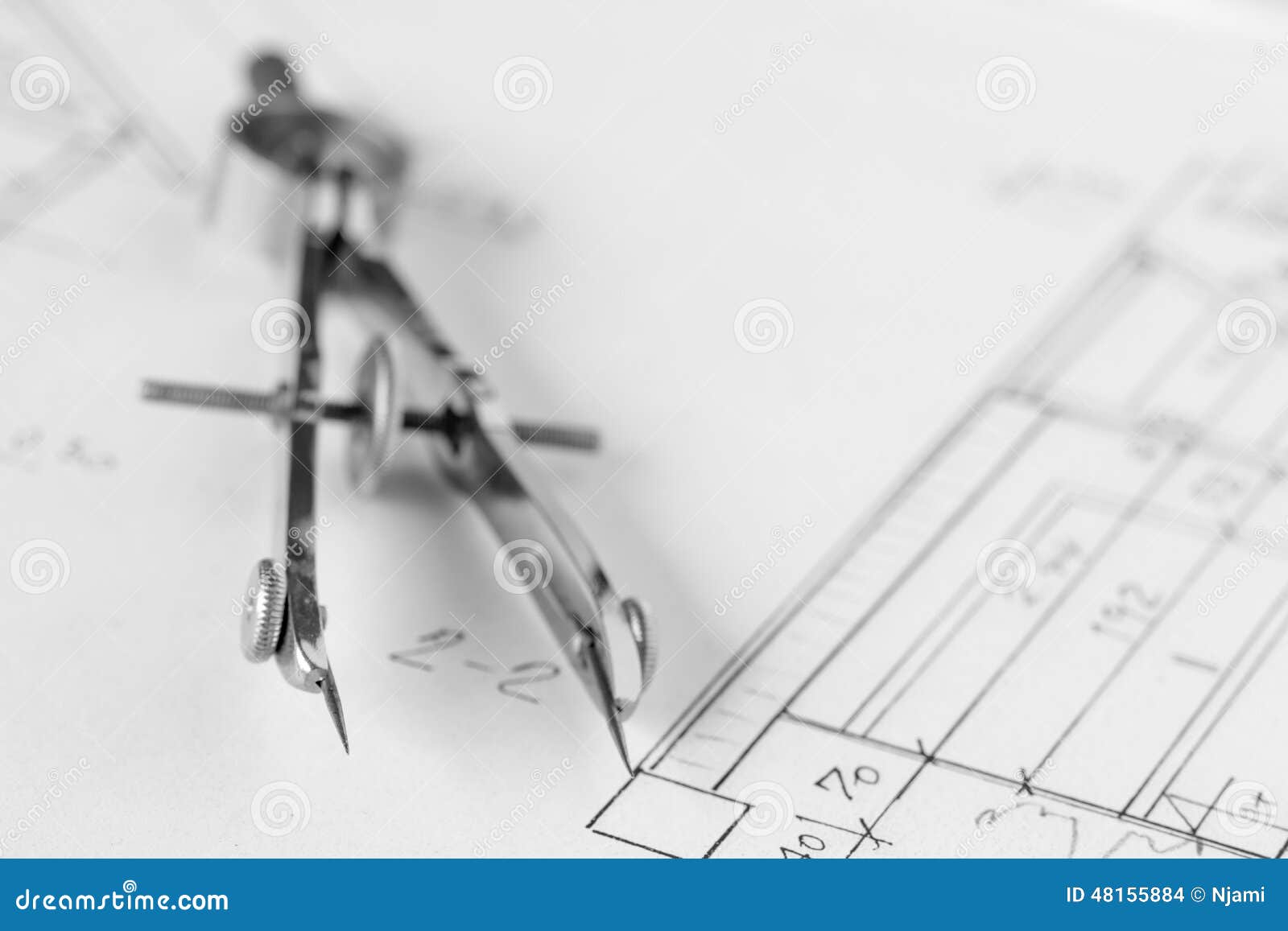 Vintage Divider on Technical Drawing Stock Photo - Image of college ...