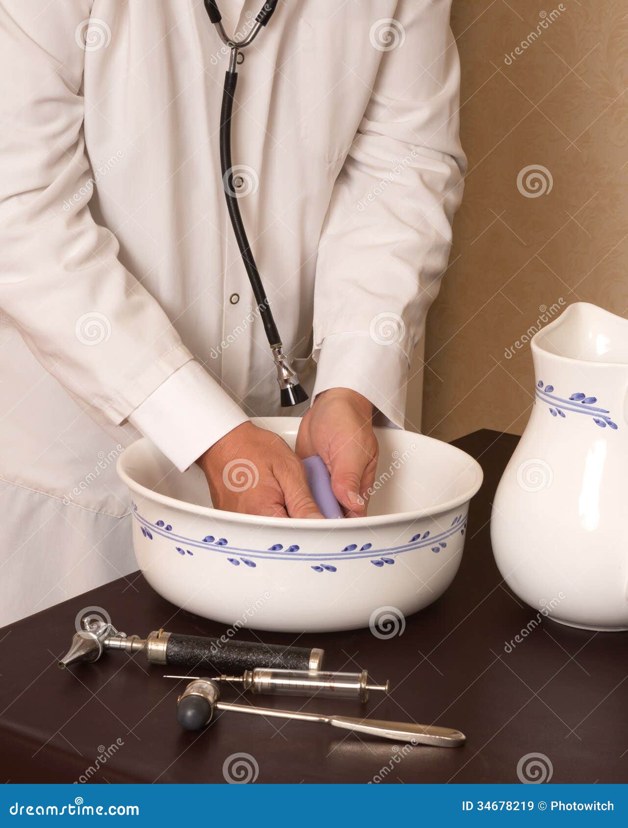 Vintage Doctor Washing Hands Stock Image - Image of victorian ...