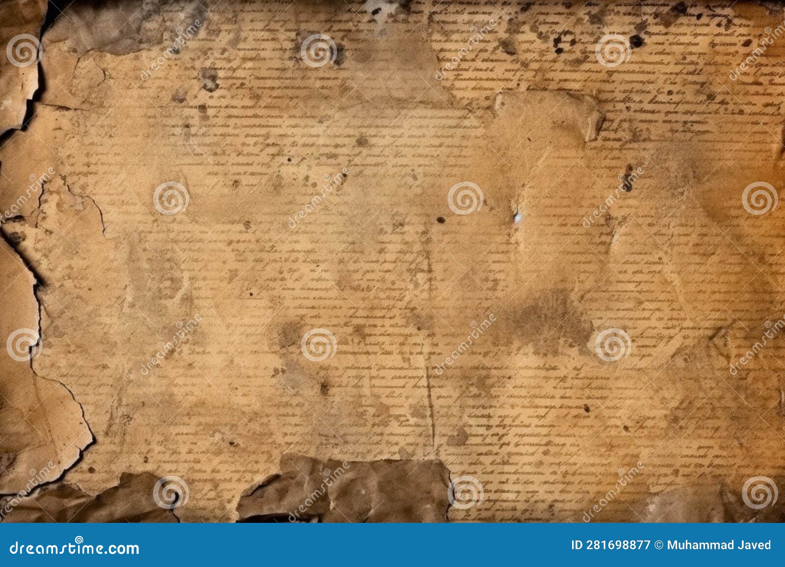 Vintage Document Texture Showcasing Aged, Shadowed Edges. Stock ...