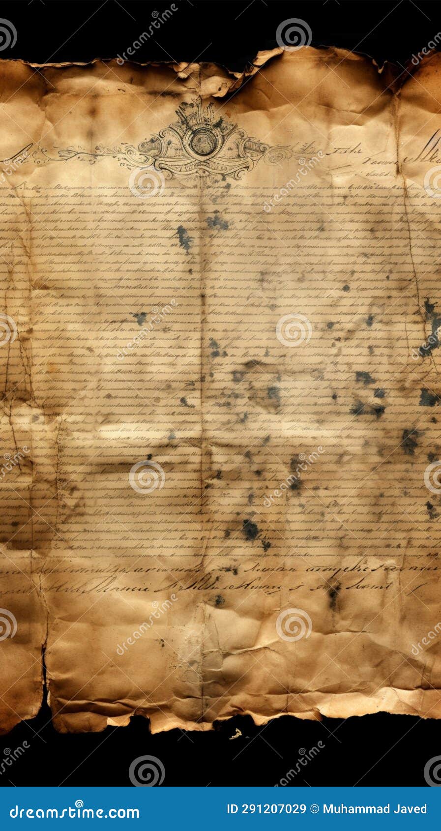 Vintage Document Texture Showcasing Aged, Shadowed Edges Stock ...