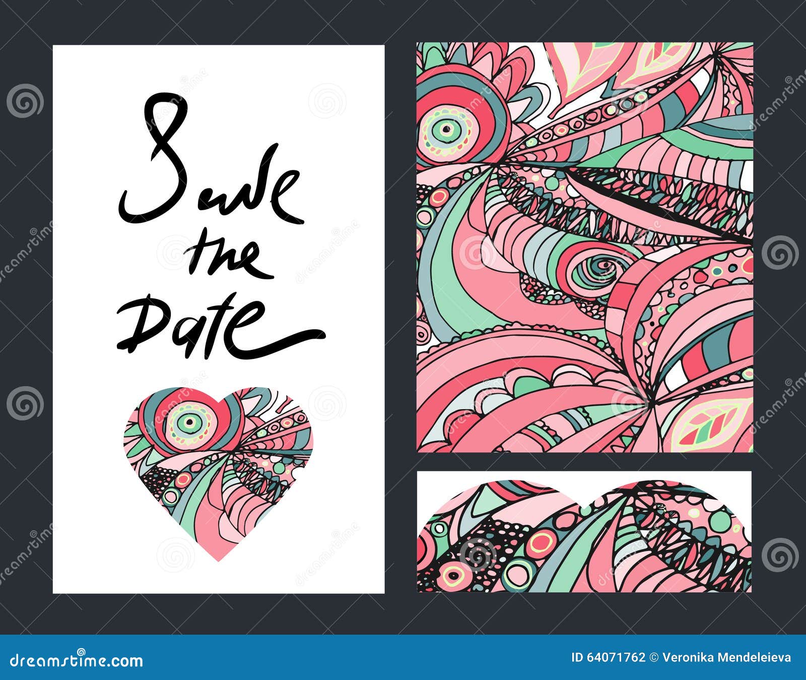 Vintage Doodle Invitation. Save the Date Design Stock Vector ...