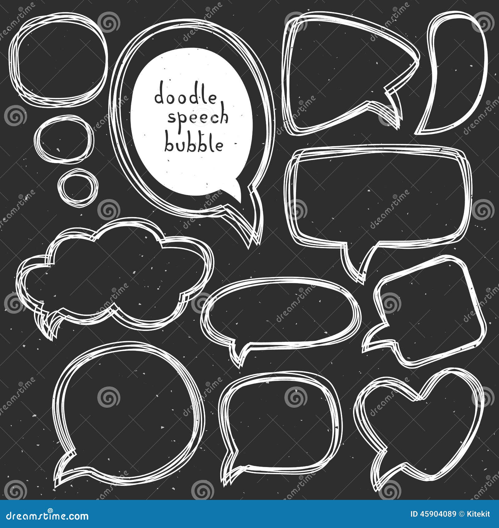 Vintage Doodle Speech Bubbles. Different Sizes And Forms. Cartoon ...