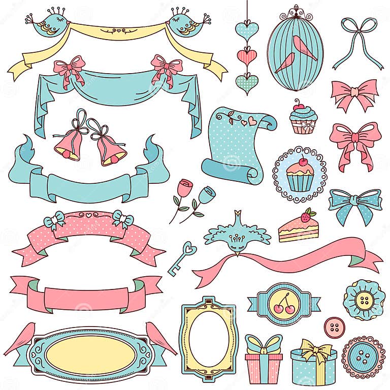Vintage doodles stock vector. Illustration of cakes, hearts - 23685225