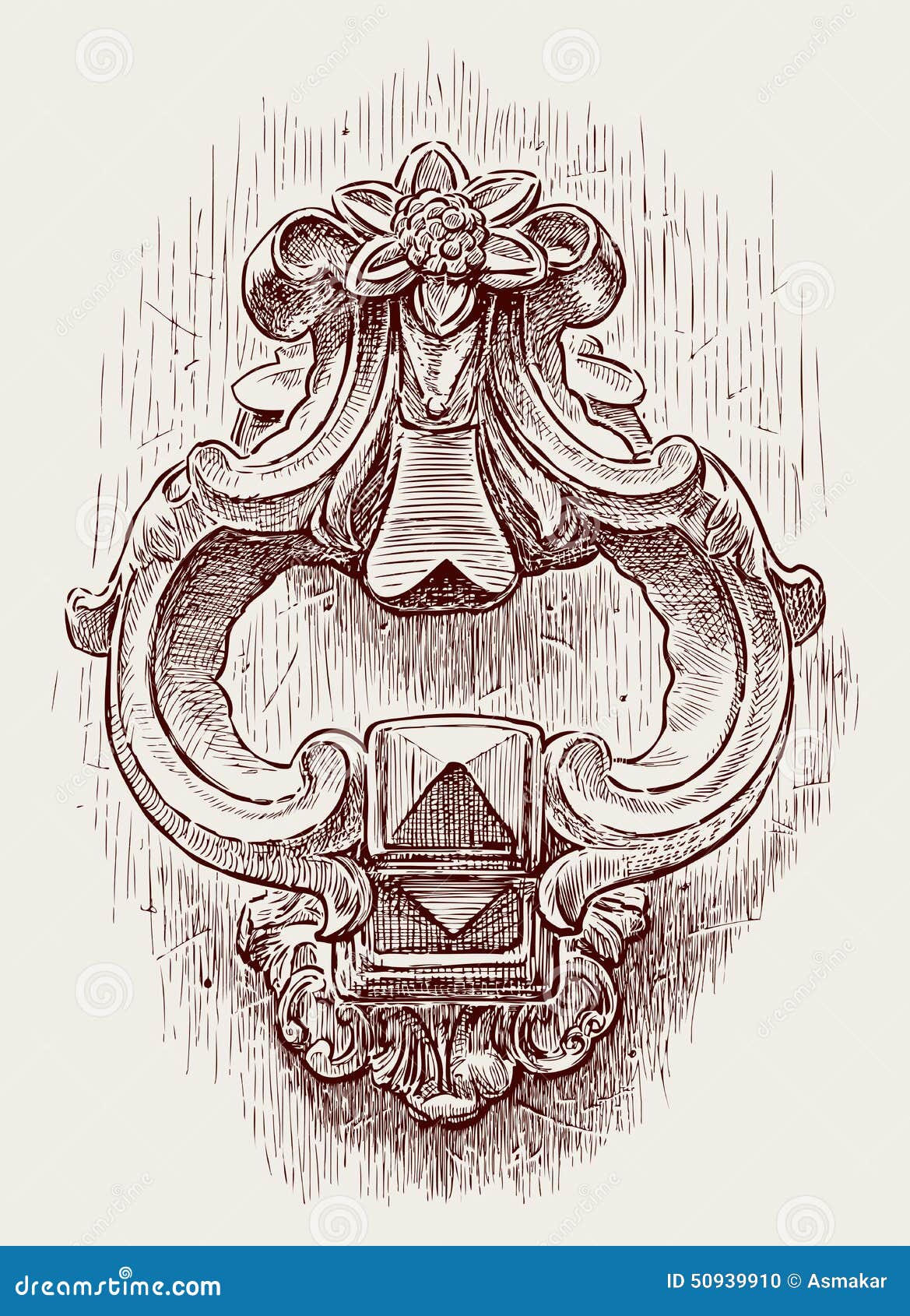 Vintage Door Handle Stock Vector - Image: 50939910