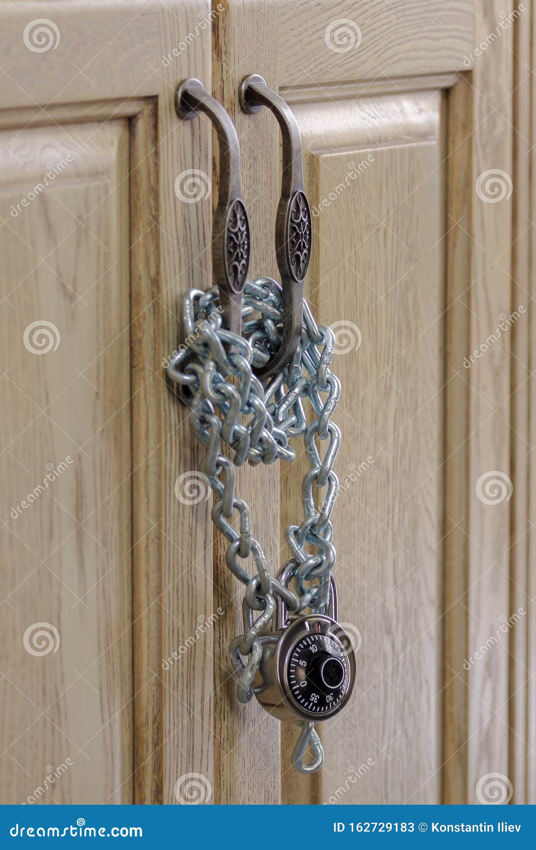 Vintage Door Locked with Chain and Padlock Stock Image - Image of ...