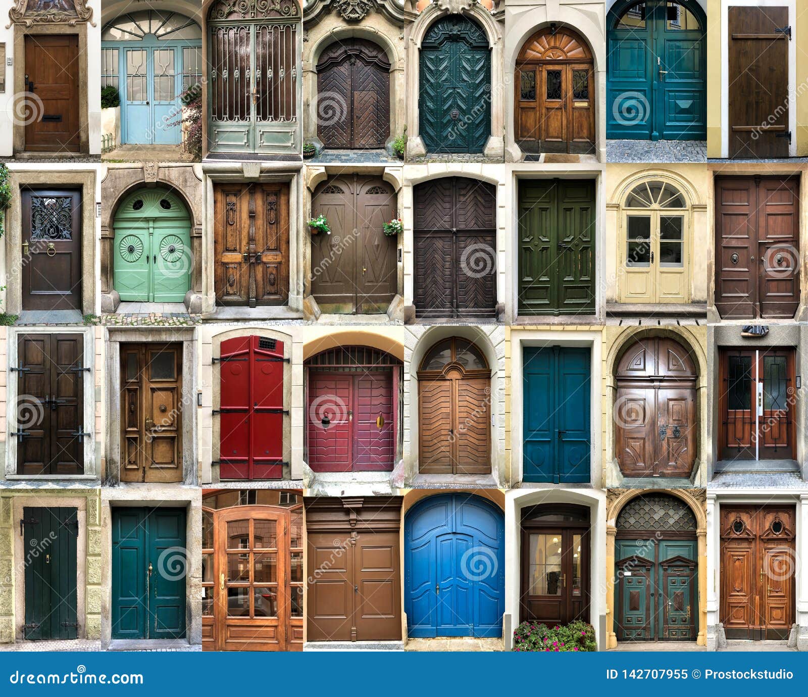 Vintage doors collage stock image. Image of montage - 142707955