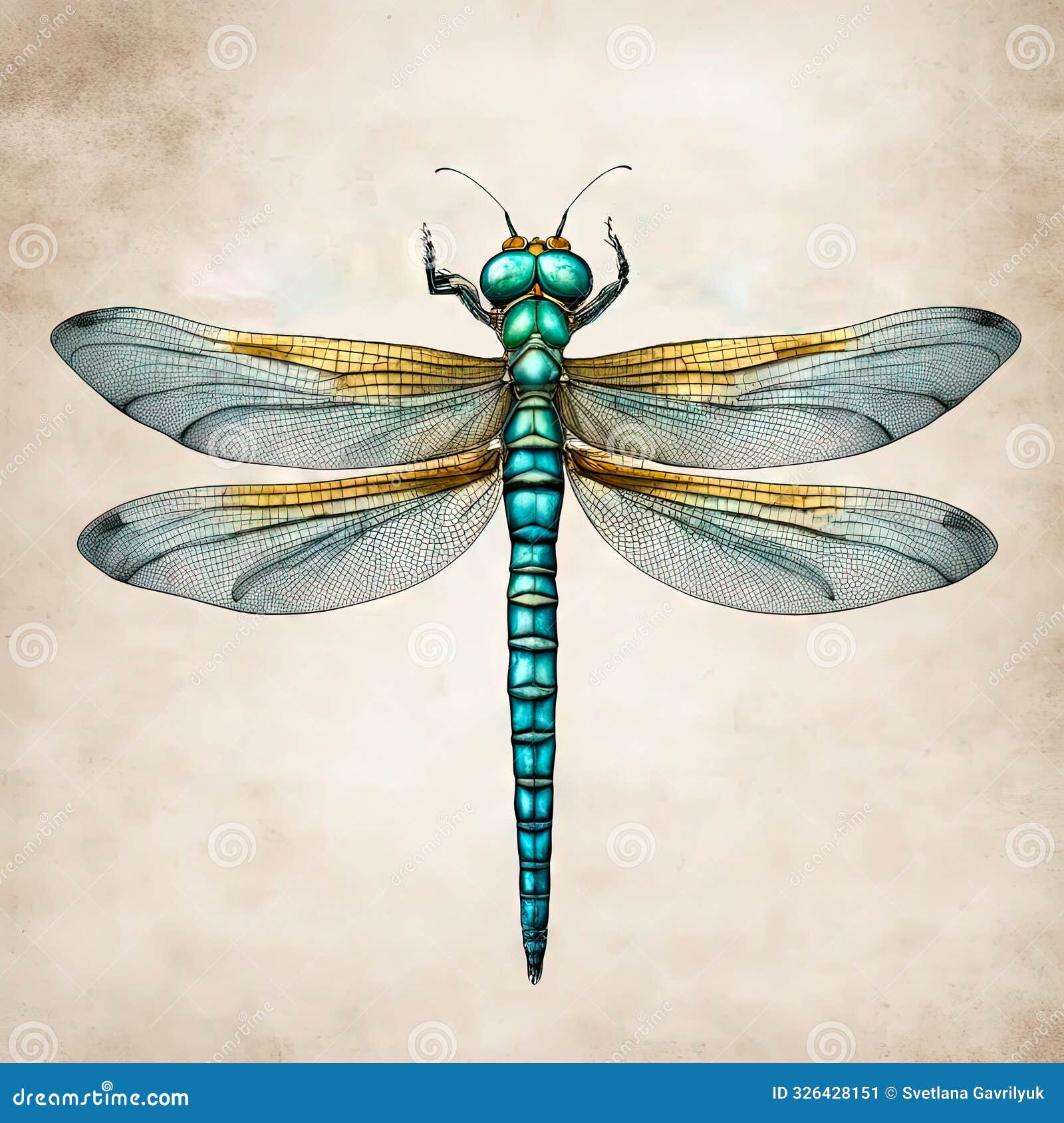 Vintage Dragonfly in the Style of an Ancient Biological Illustration on ...