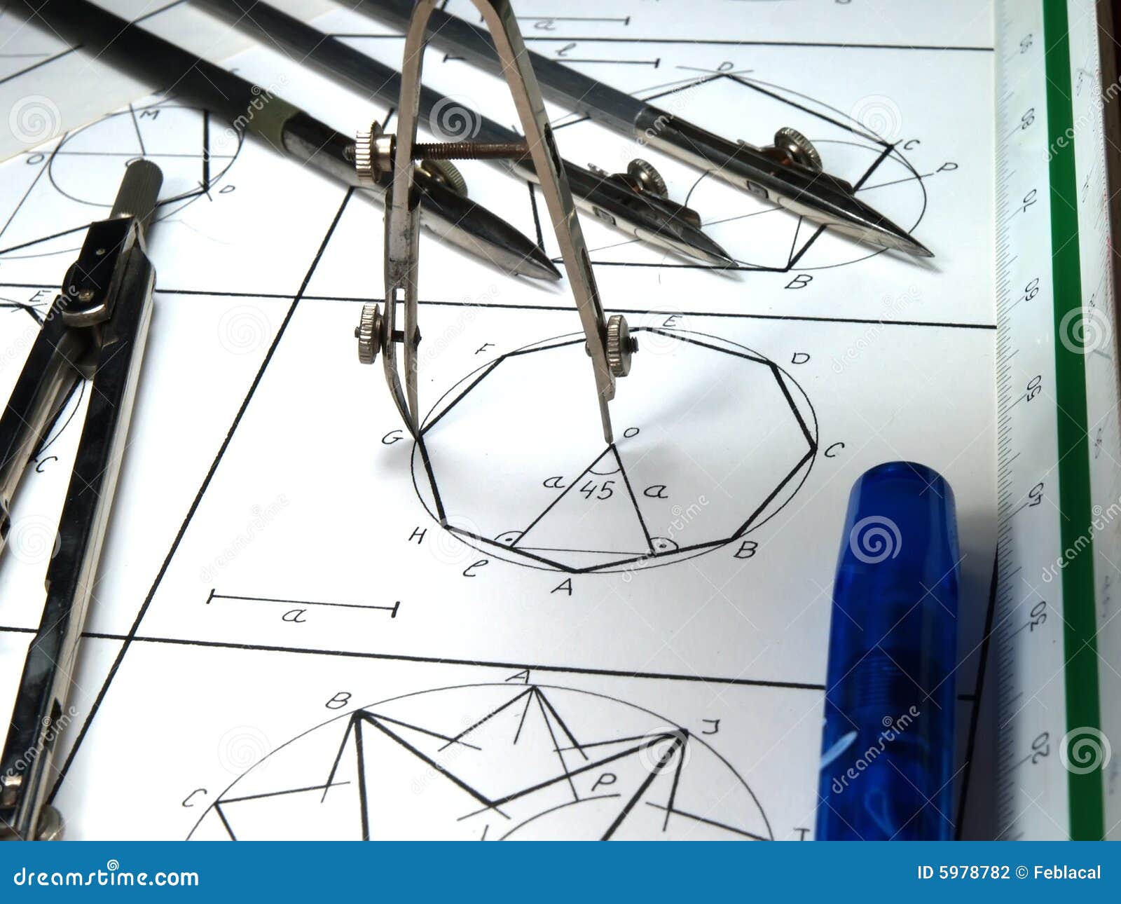Vintage drawing tools stock photo. Image of project, maths - 5978782