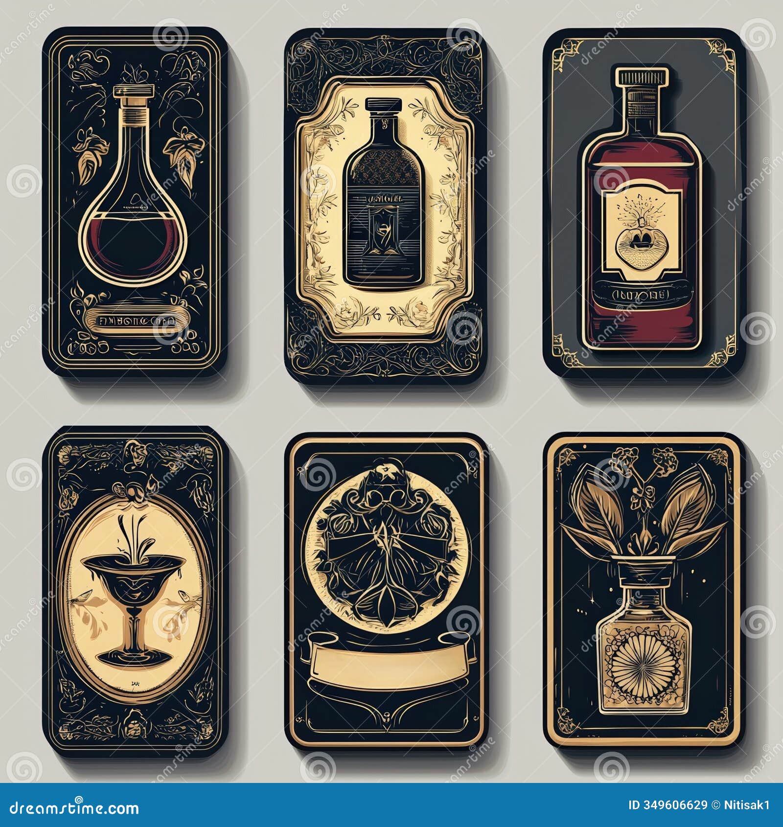 Vintage Drink Labels with Elegant Designs Stock Illustration ...