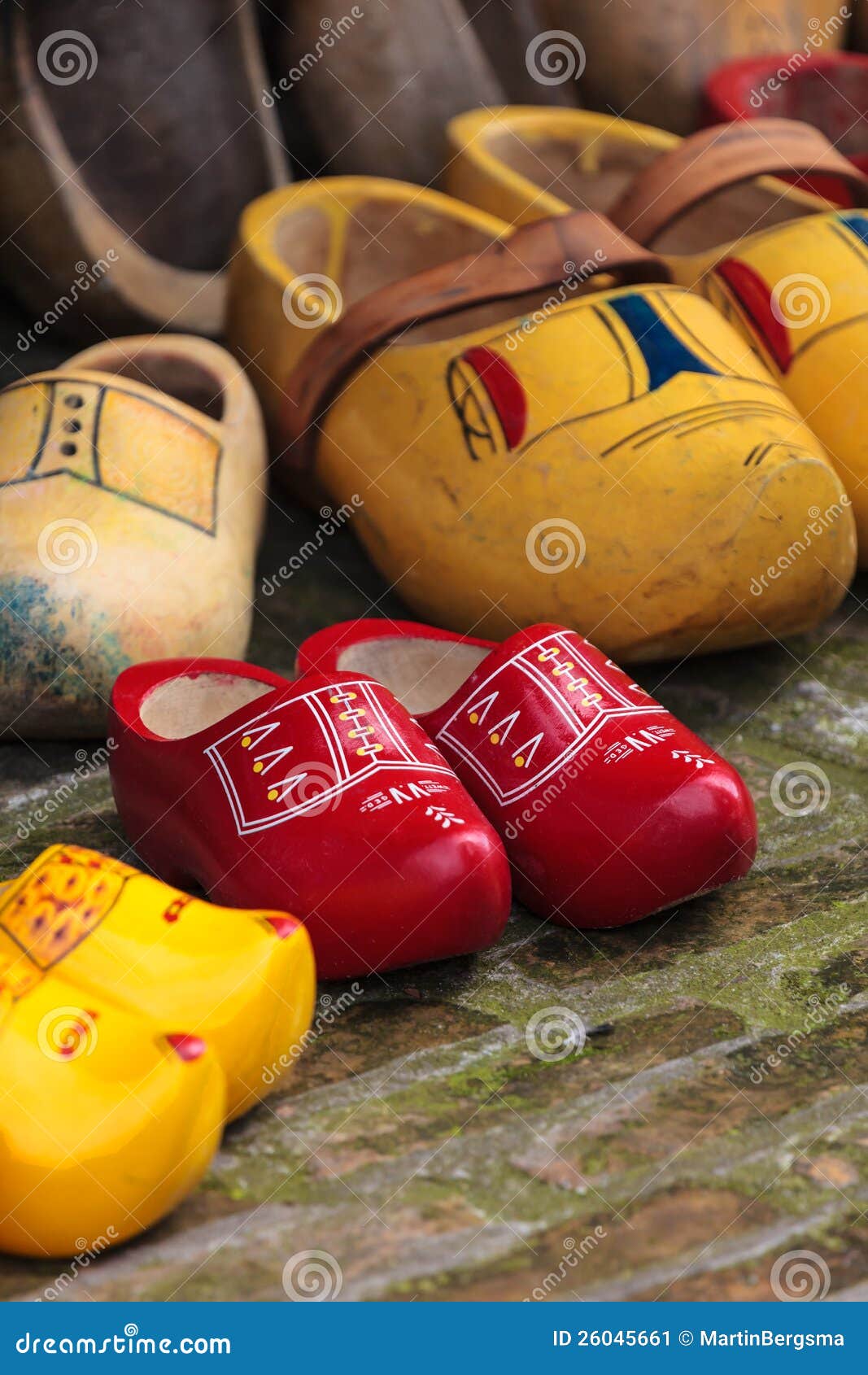 Vintage Dutch wooden clogs stock image. Image of paint - 26045661