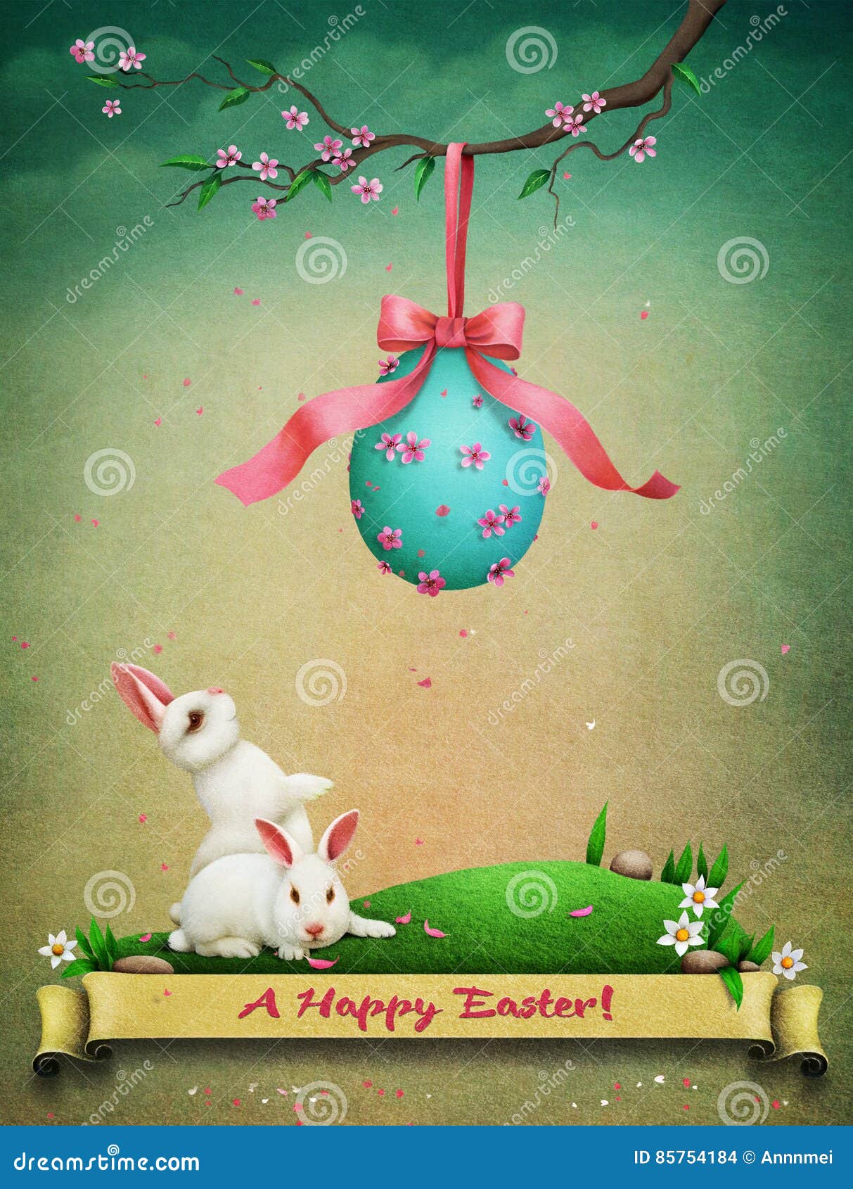 Vintage Easter Postcard Greeting Stock Illustration - Illustration of ...