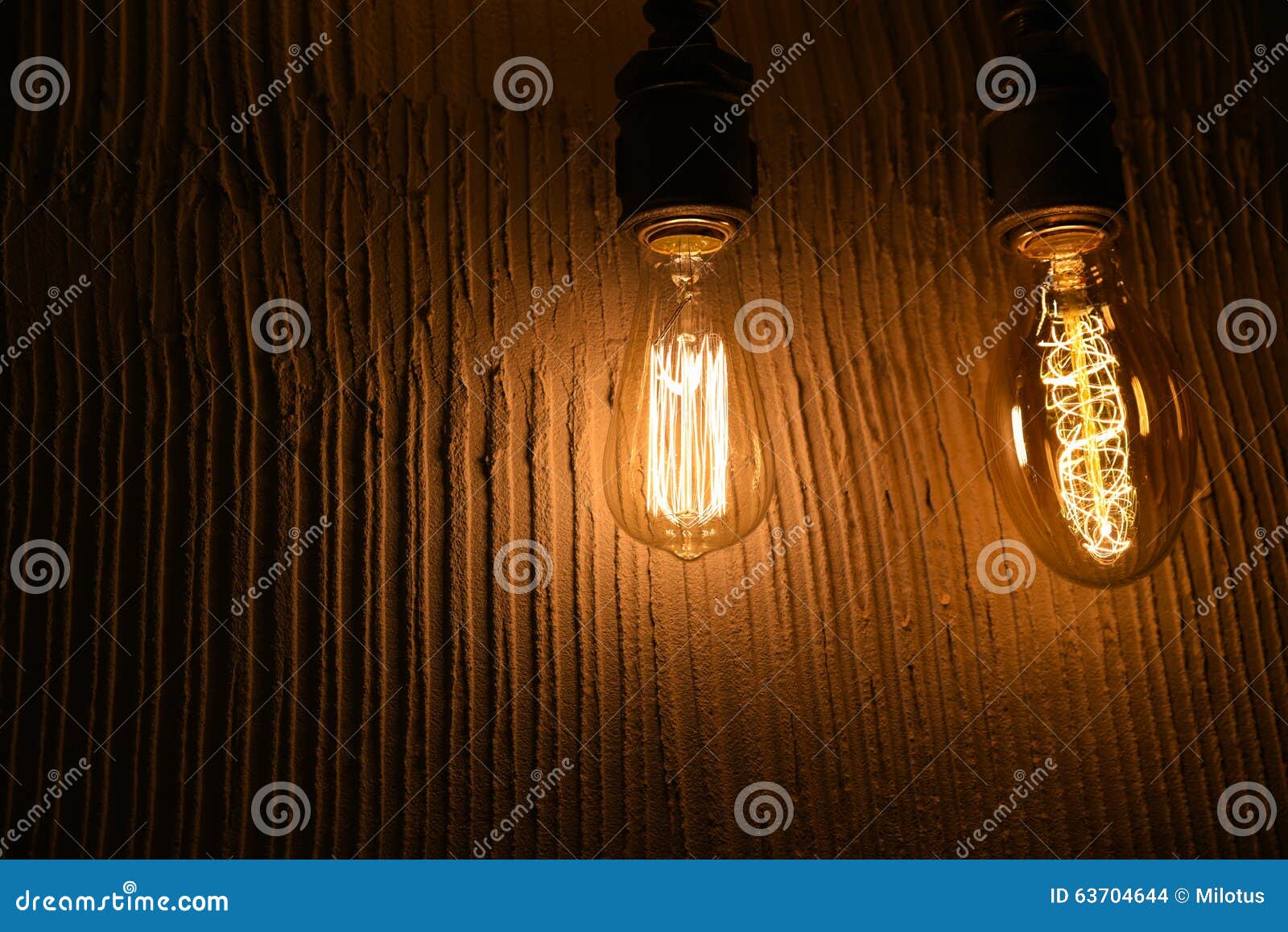 Vintage Edison Type Bulbs on Concrete Background Stock Photo - Image of ...