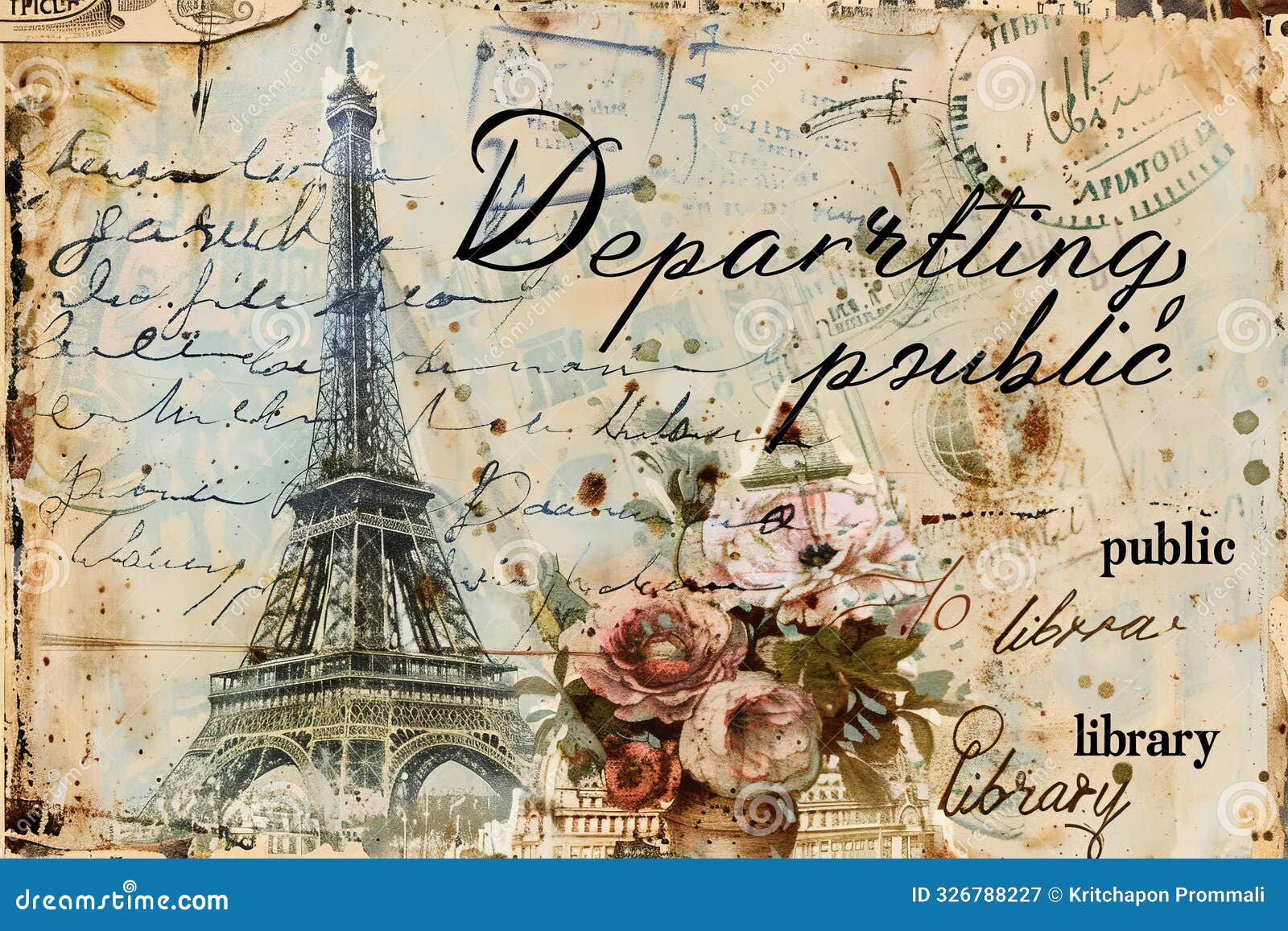 Vintage Eiffel Tower Collage Stock Illustration - Illustration of ...