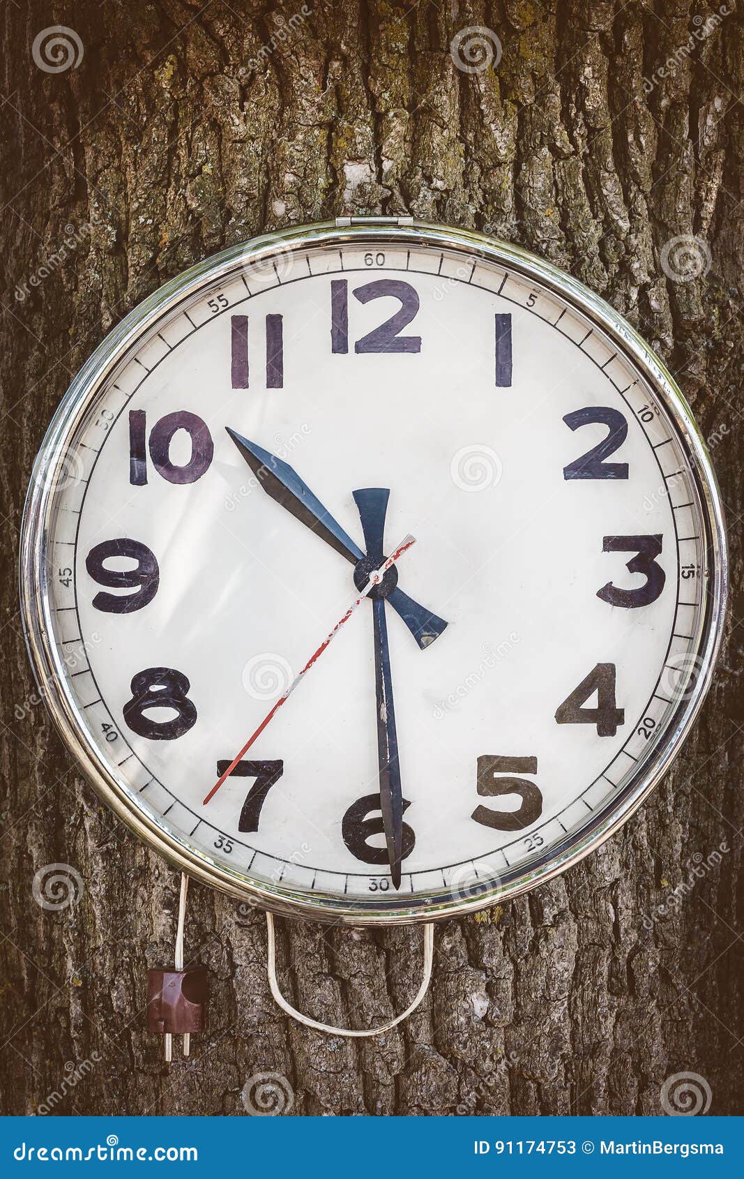 Vintage Electric Clock Hanging on a Tree Stock Image - Image of ...