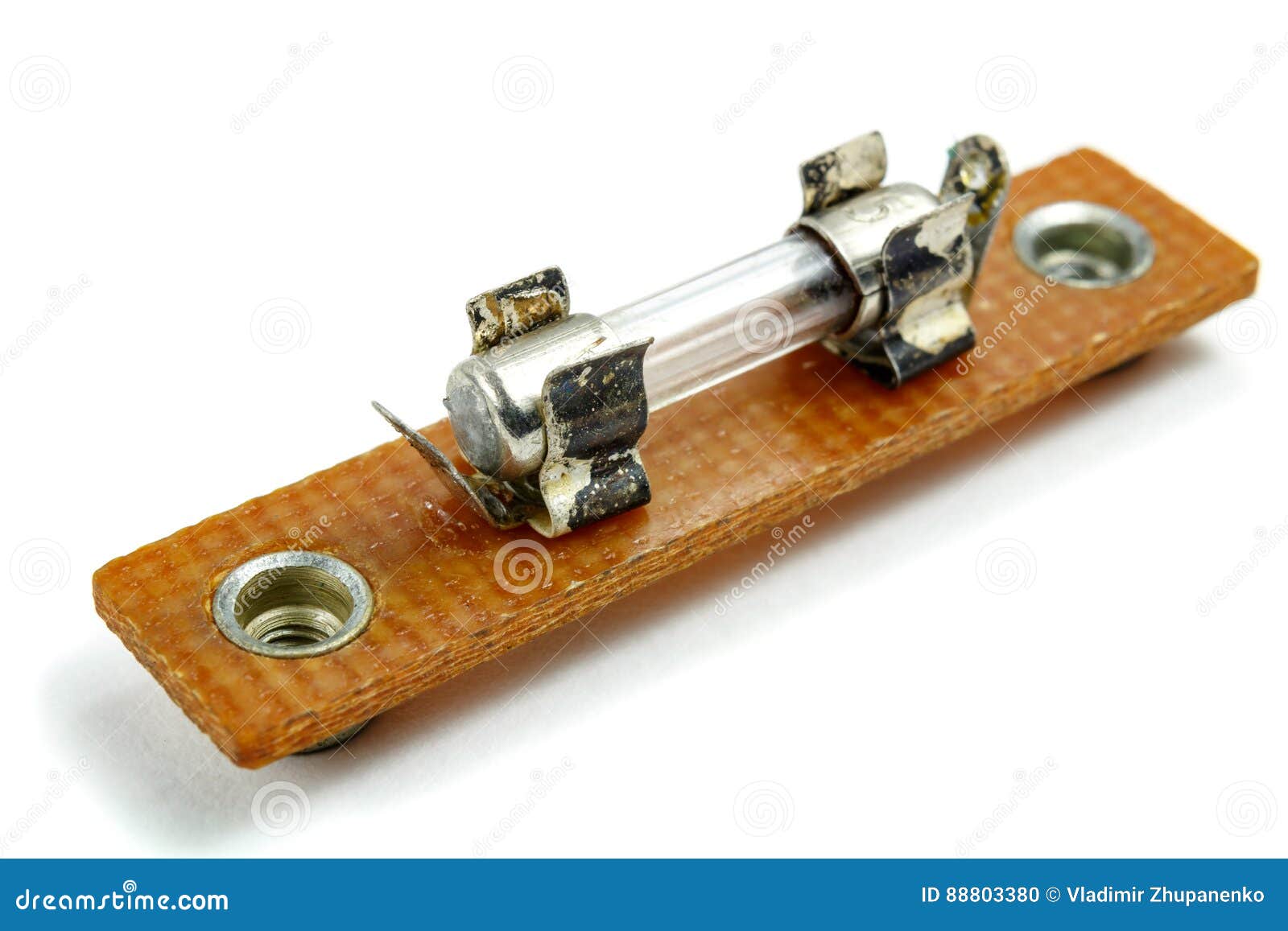 Vintage Electric Fuse Mounted in Holder on a White Background Stock ...