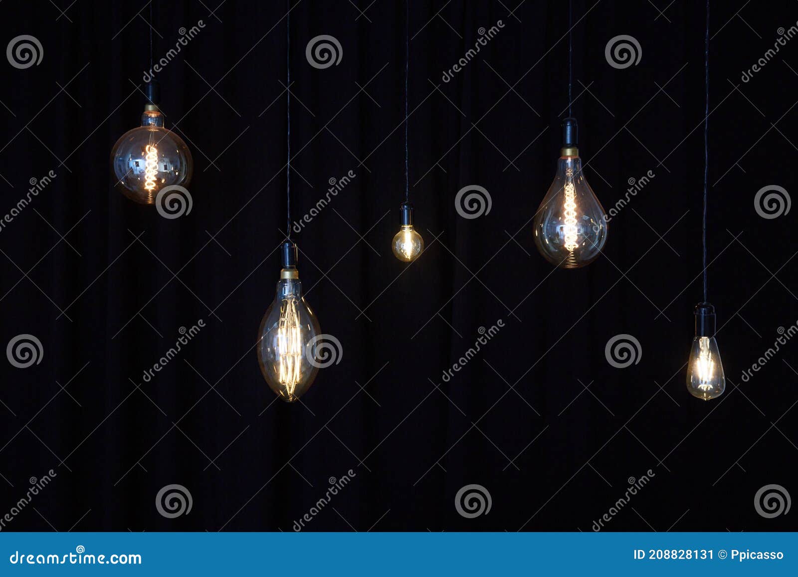 Vintage Electric Lamp on Black Background Stock Image - Image of ...