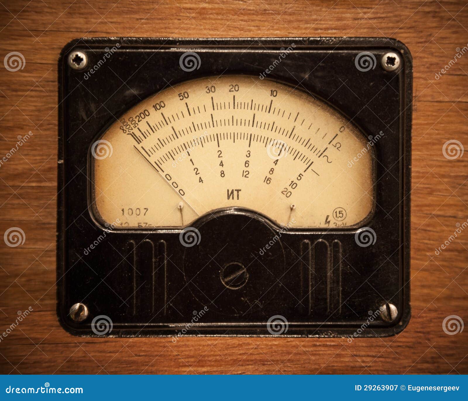 Vintage Electric Multimeter on Wooden Panel Stock Image - Image of ...