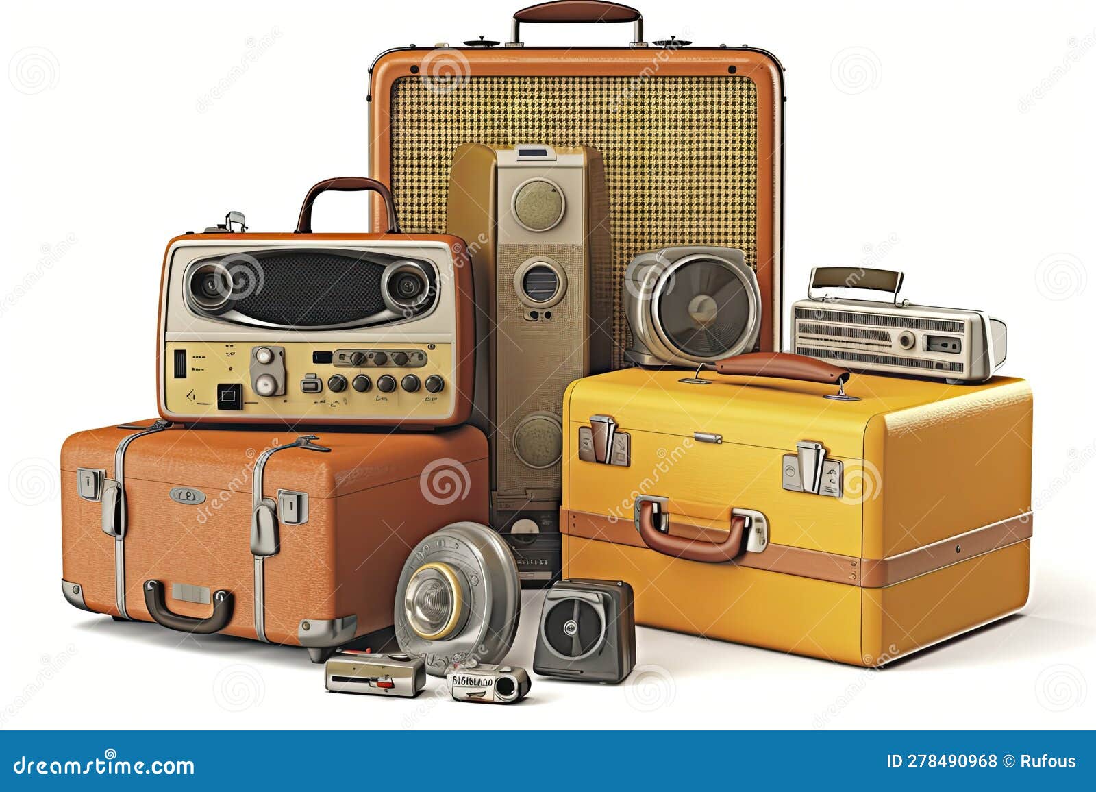 Vintage Electrical and Electronic Appliances in an Old Suitcase ...