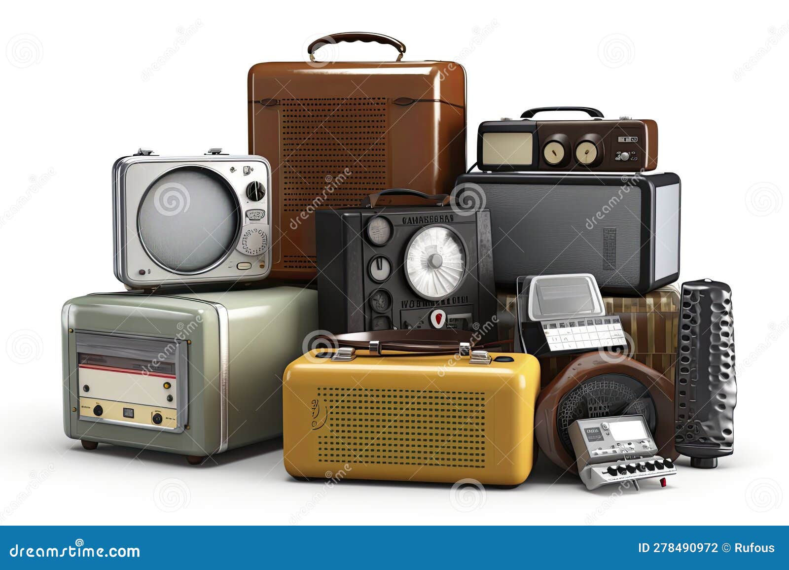 Vintage Electrical and Electronic Appliances in an Old Suitcase ...