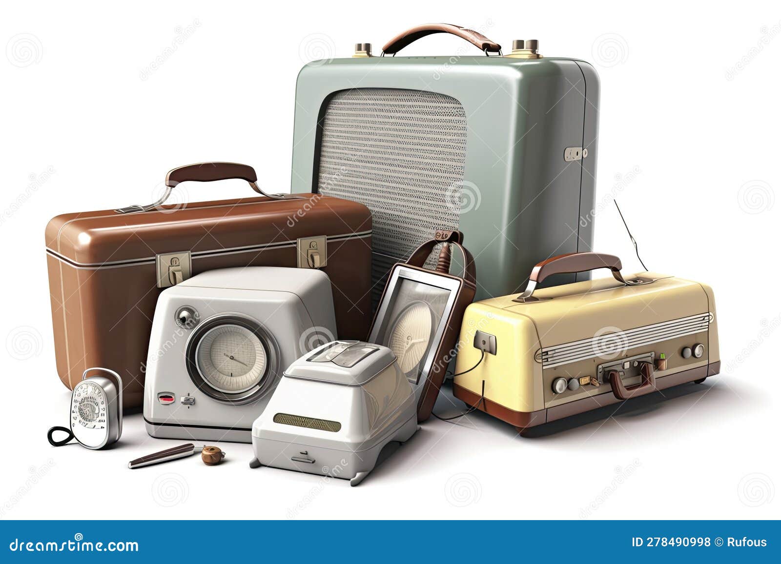 Vintage Electrical and Electronic Appliances in an Old Suitcase ...