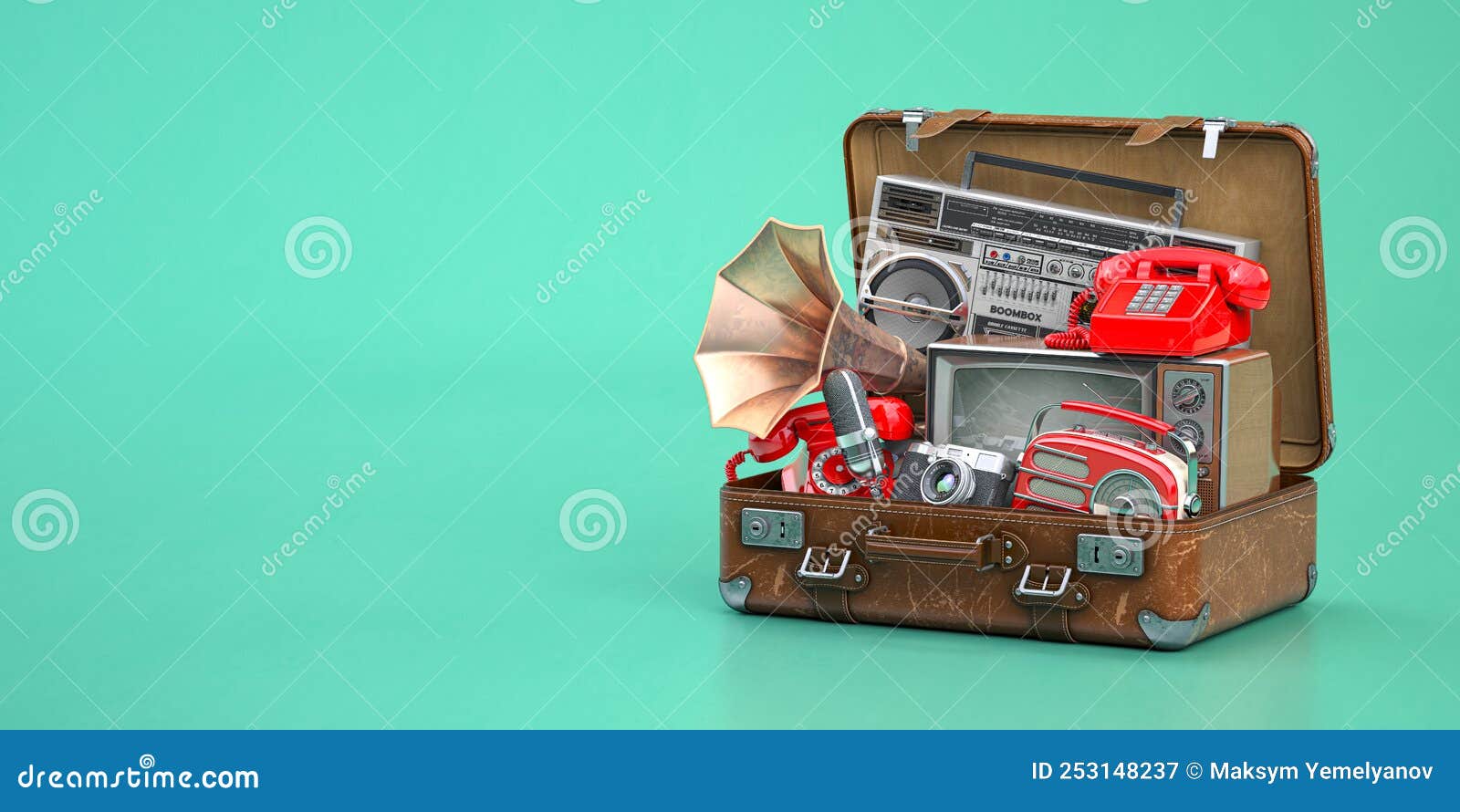 Vintage Electrical and Electronic Appliances in an Old Suitcase ...