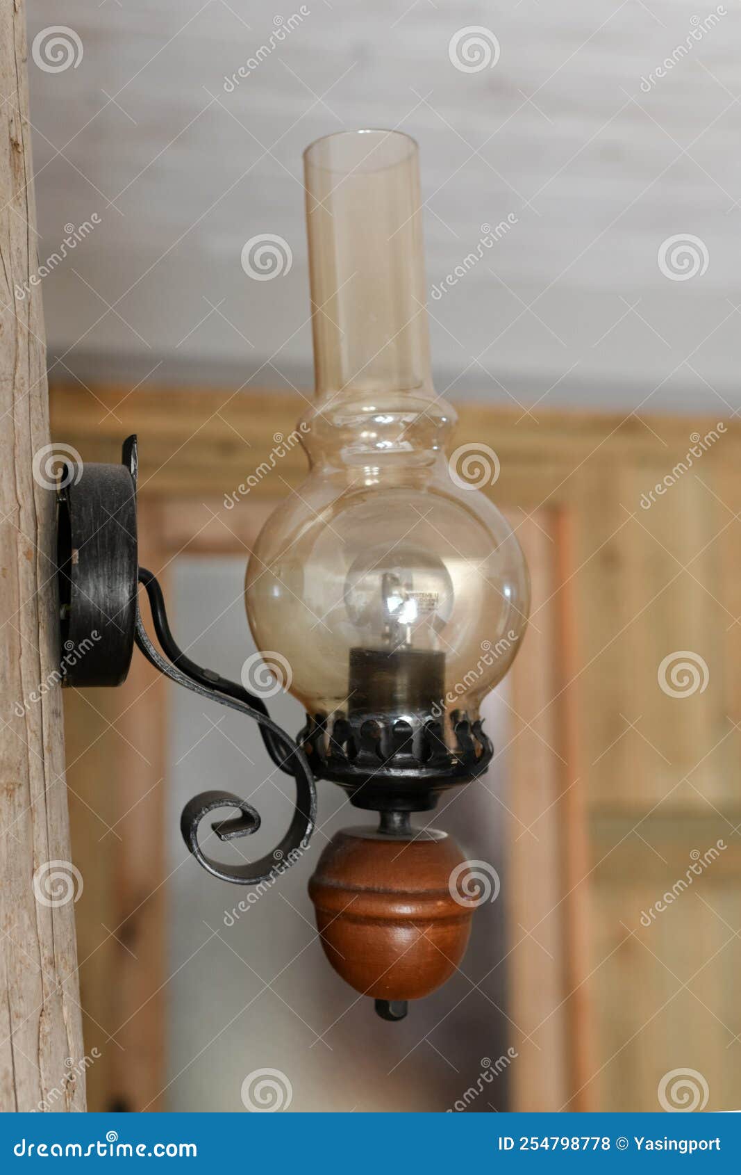 Vintage Electrical Lamp in a Old House Stock Photo - Image of design ...