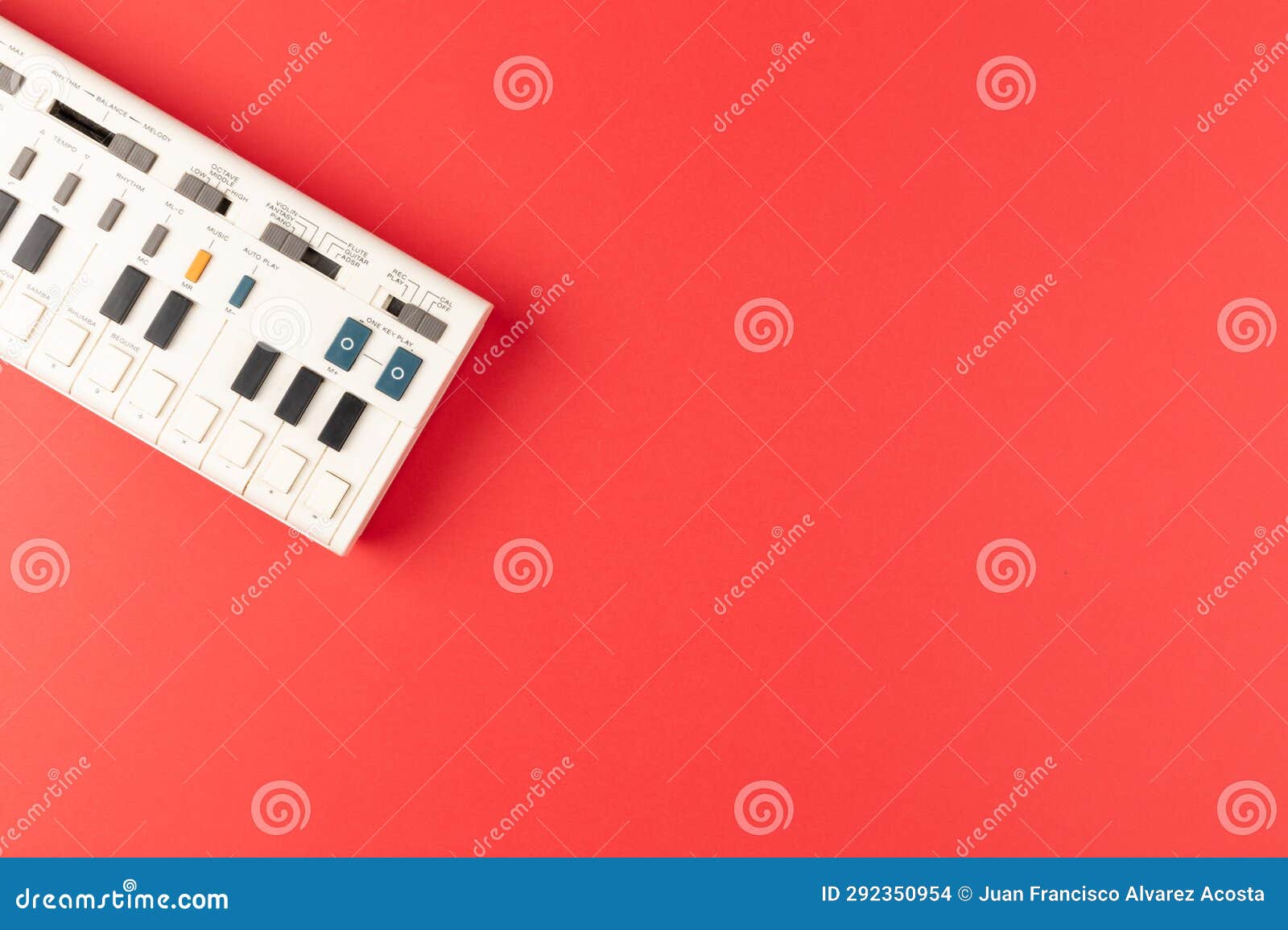 Vintage Electronic Keyboard Synth Piano on Red Background Stock Photo ...