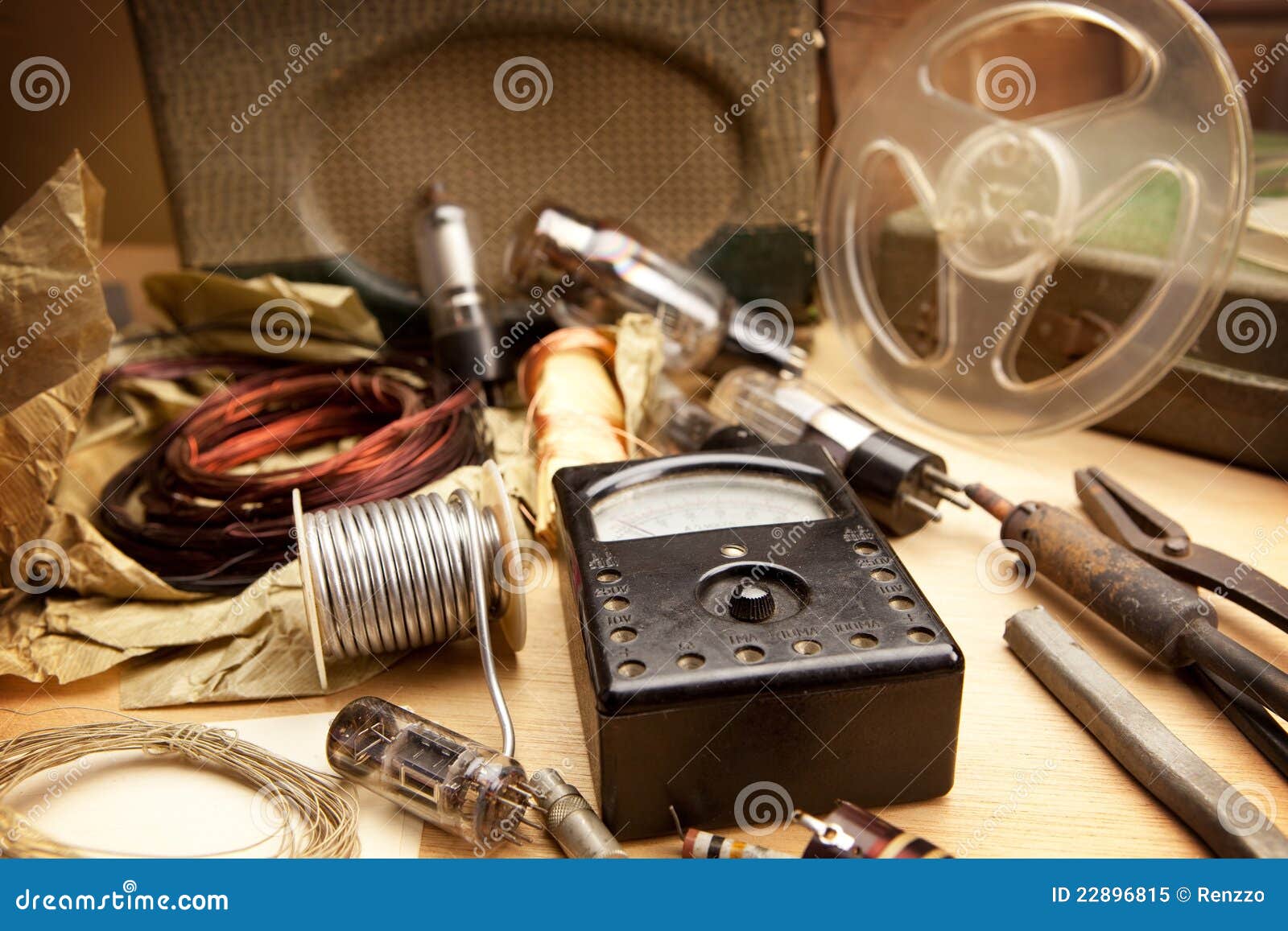 Vintage electronics. stock image. Image of bulb, potentiometer - 22896815
