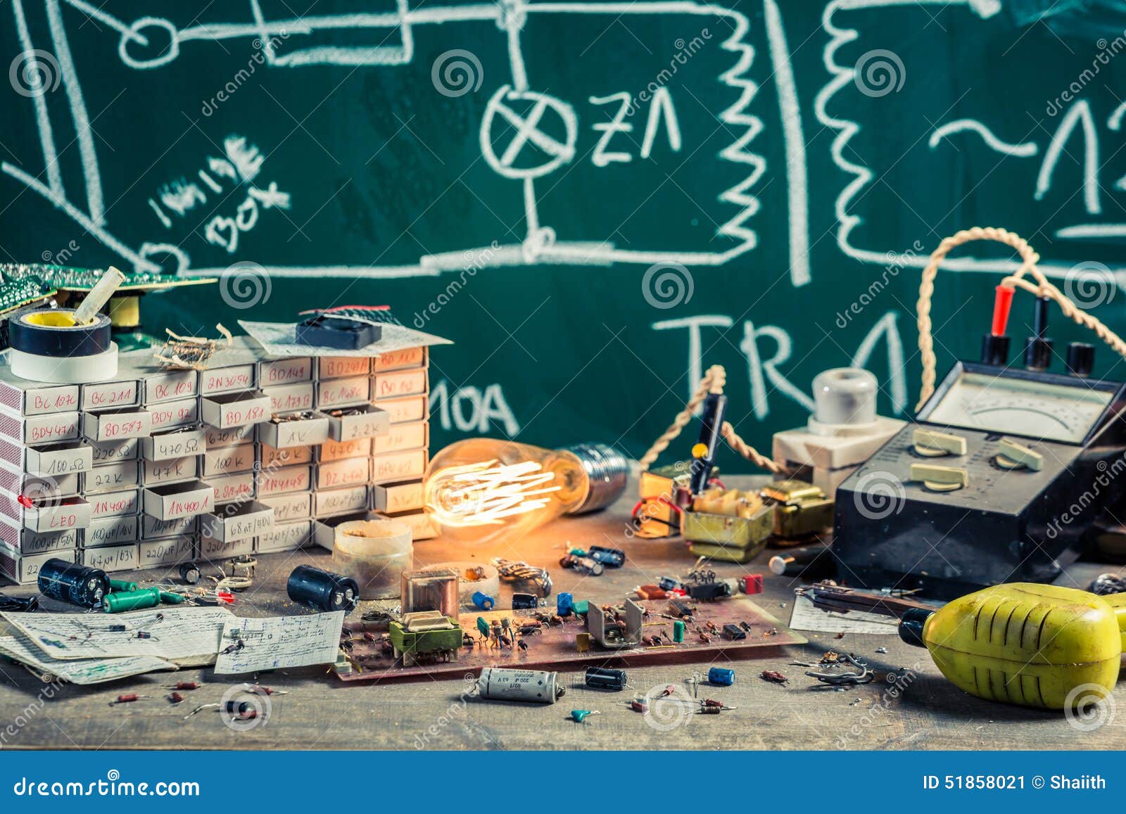 Vintage Electronics Components in Physics Lab Stock Image - Image of ...