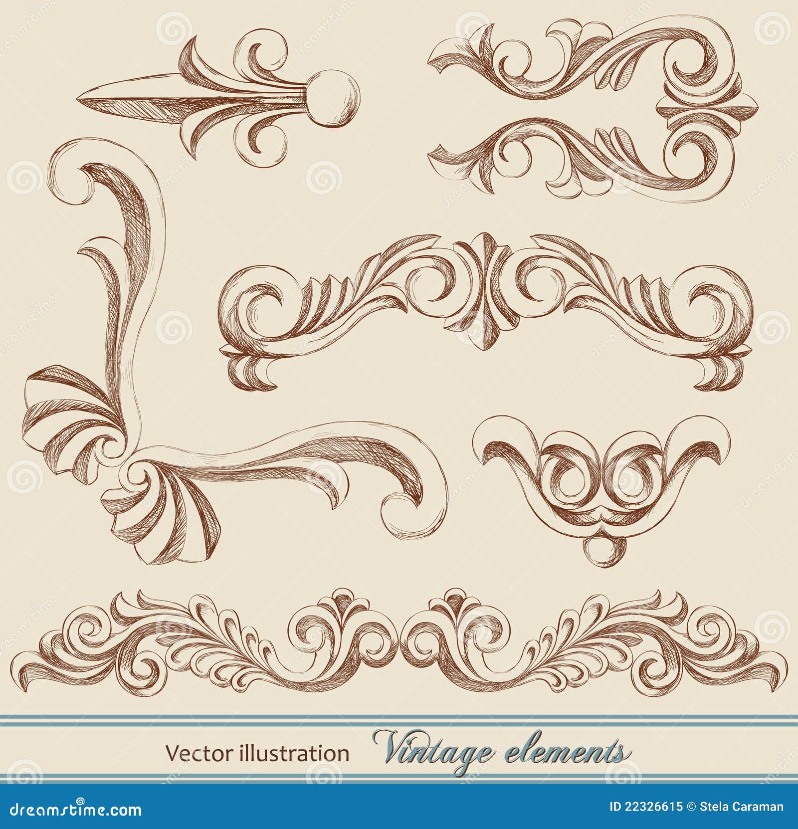 Vintage element, drawing stock vector. Illustration of creative - 22326615